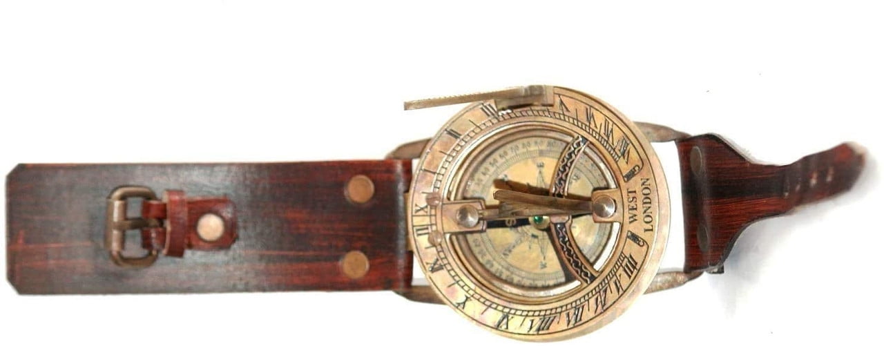 Calvin handicrafts handmade nautical wrist compass sundial watch ...