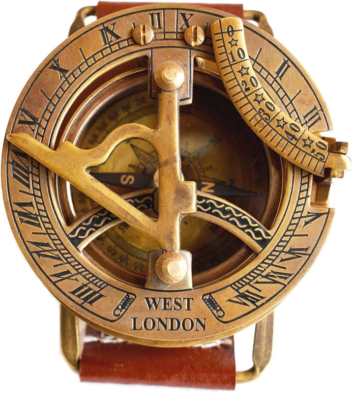 Calvin handicrafts handmade nautical wrist compass sundial watch ...