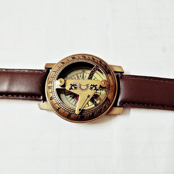 Calvin handicrafts handmade nautical wrist compass sundial watch ...