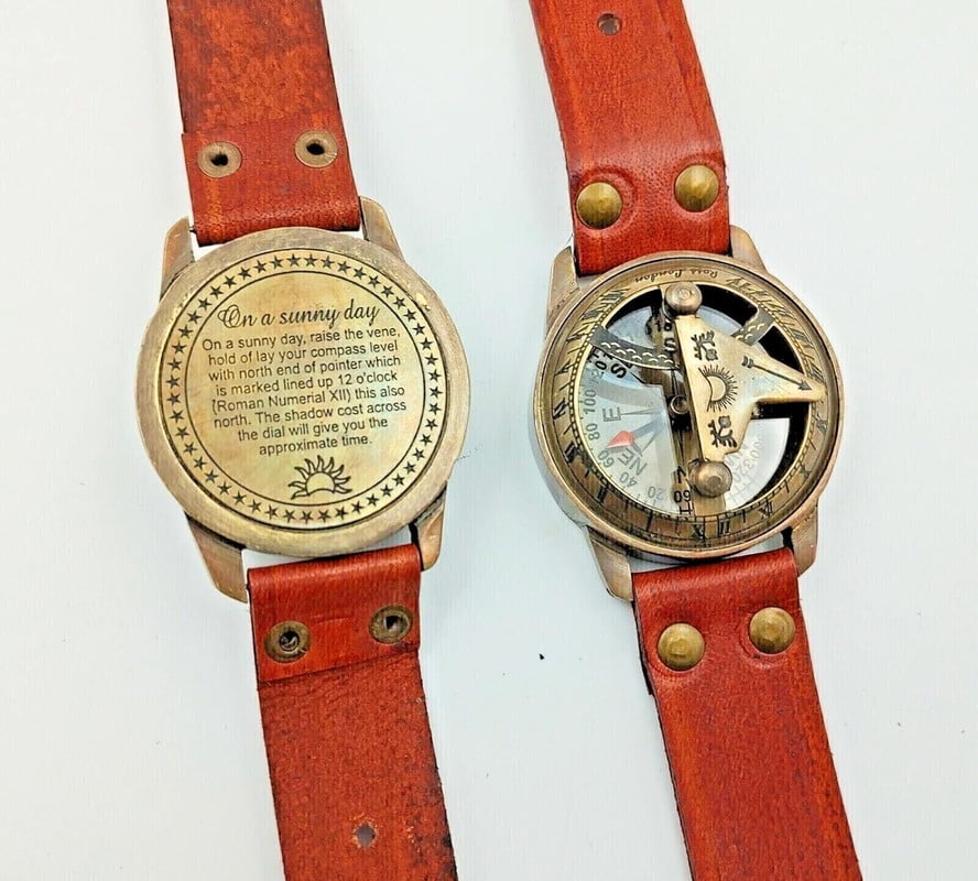 Calvin handicrafts handmade nautical wrist compass sundial watch ...
