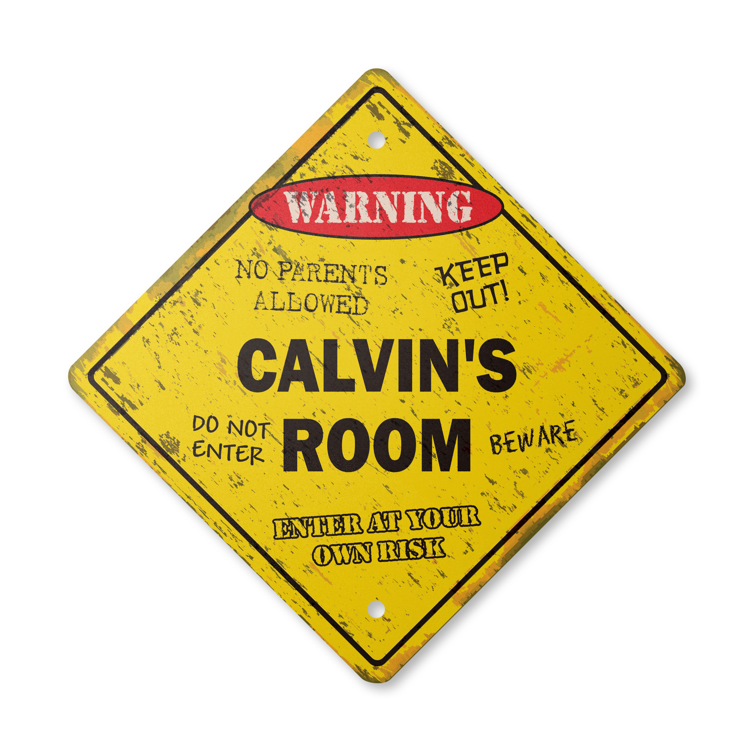 Calvin's Room Sign Vintage Crossing Zone Xing | Indoor/Outdoor Plastic ...