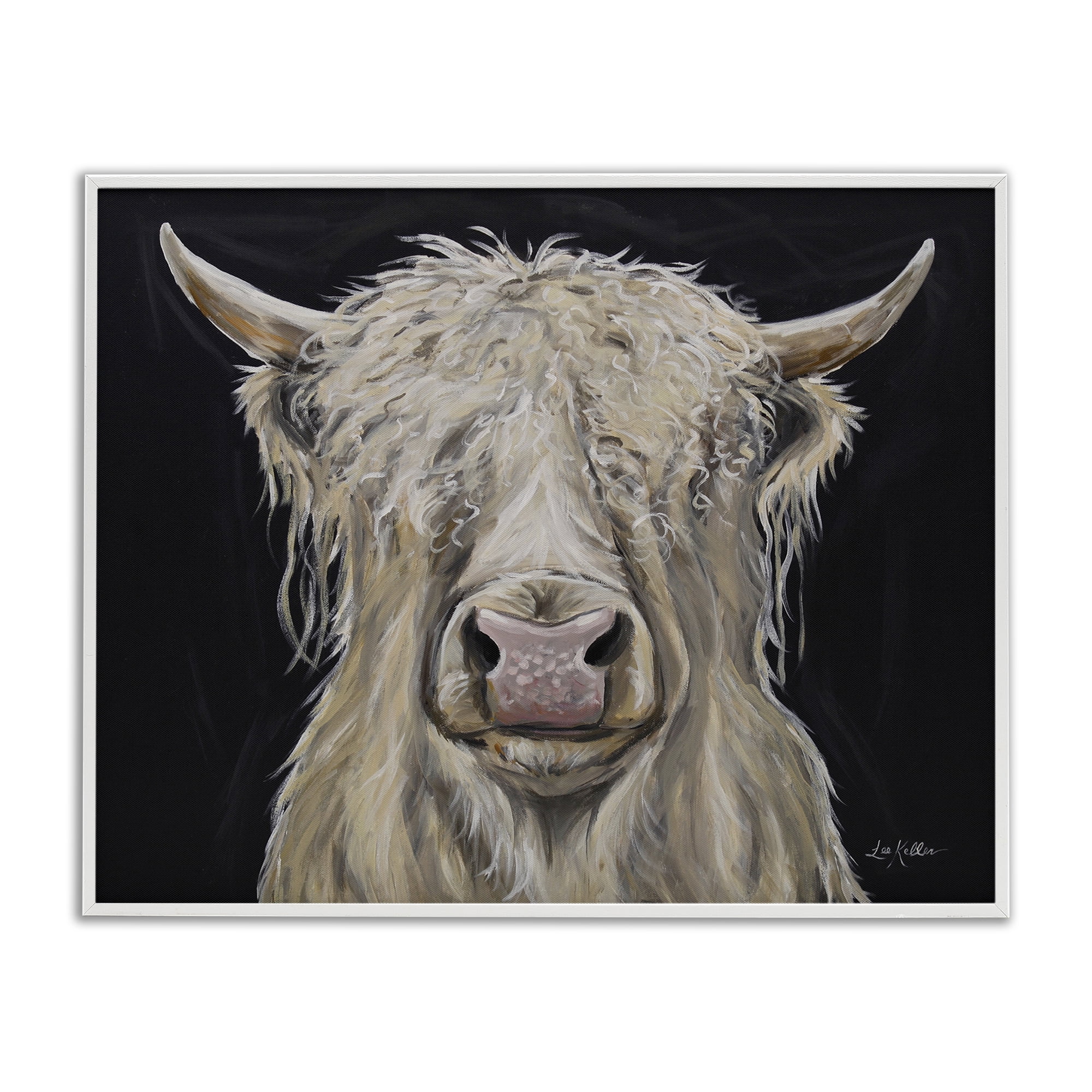 Stupell Industries Calvin the Highland Cattle White Framed Giclee Art ...