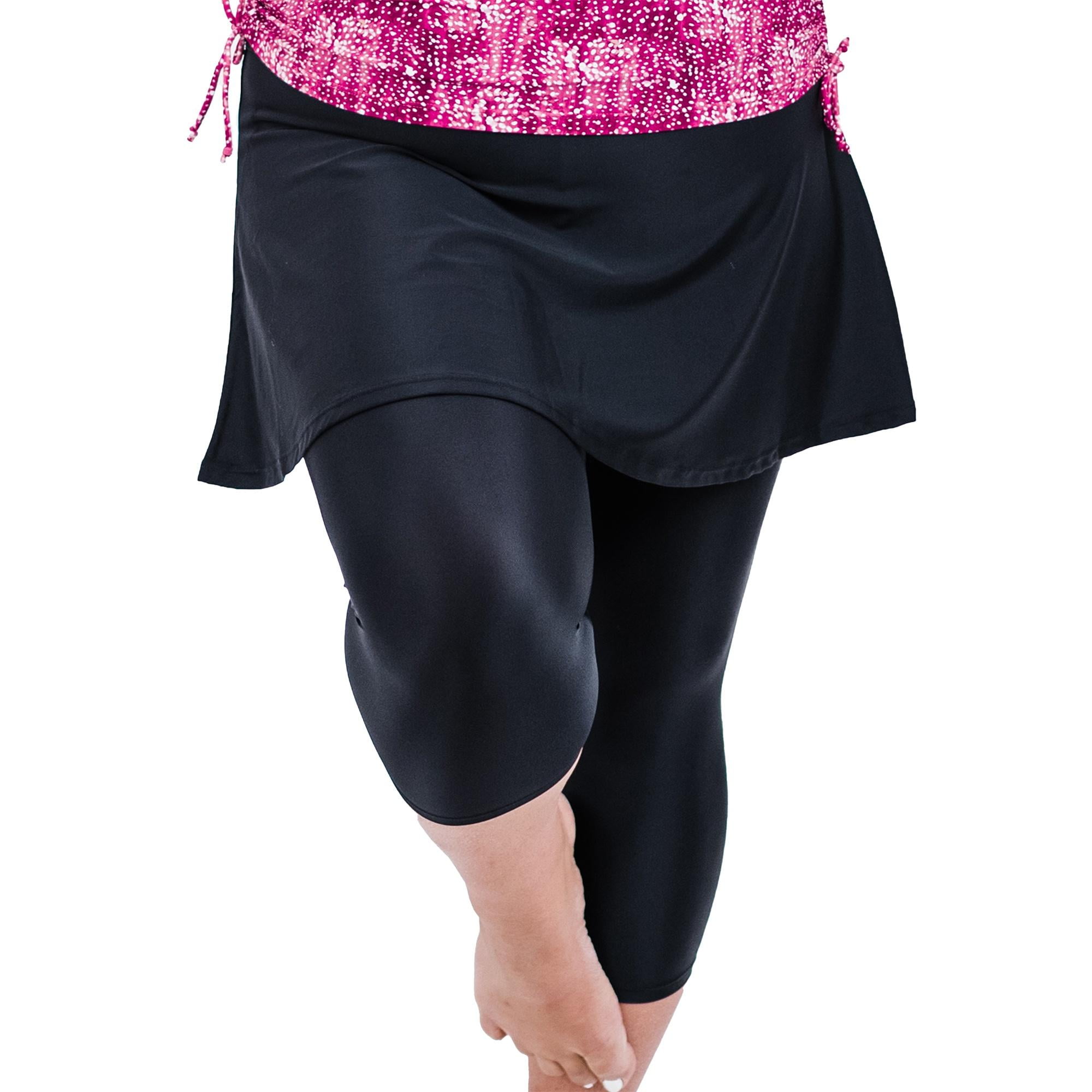 Calypsa Women's and Women's Plus High Waisted Flared Swim Skort with ...