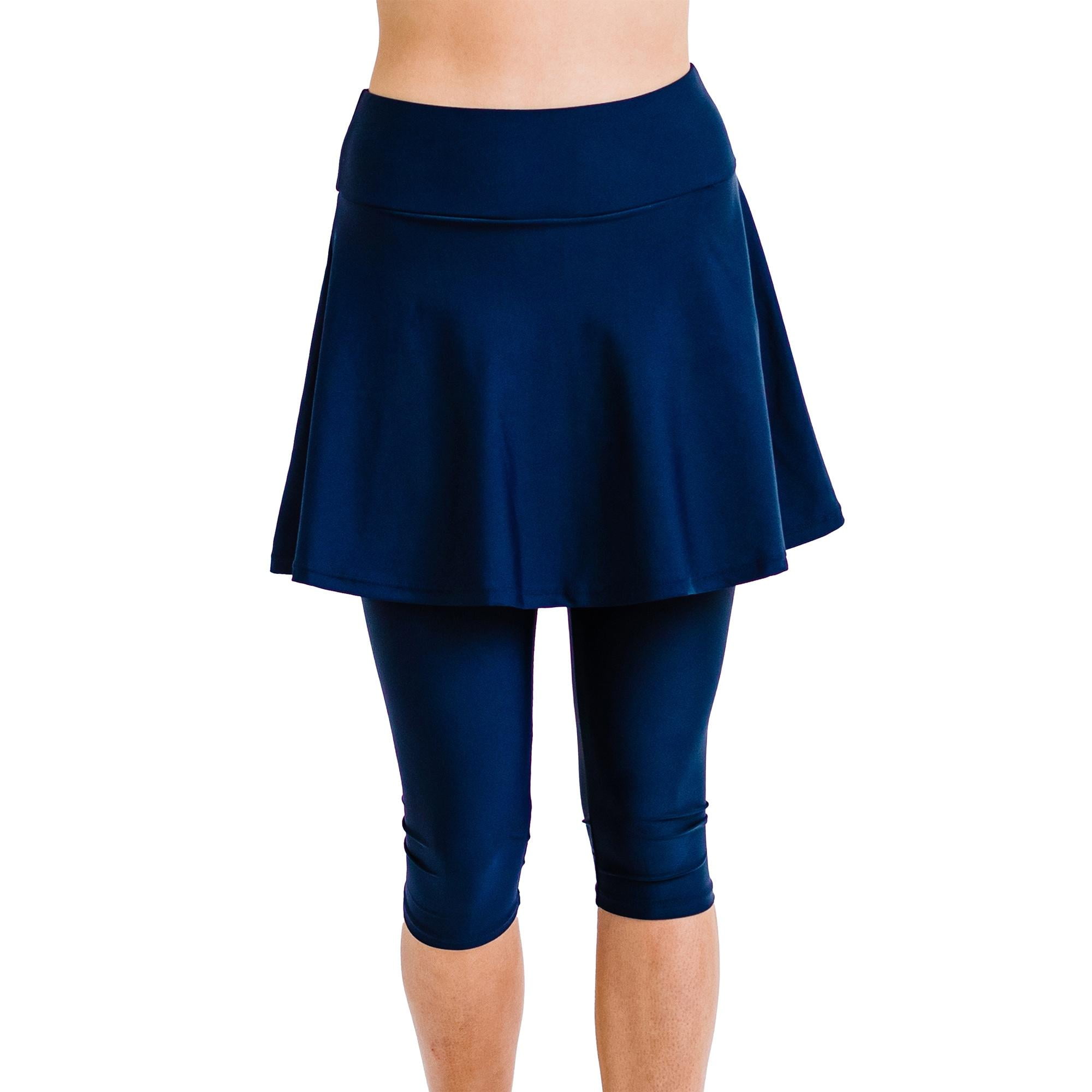 Calypsa Women's and Women's Plus High Waisted Flared Swim Skort with ...