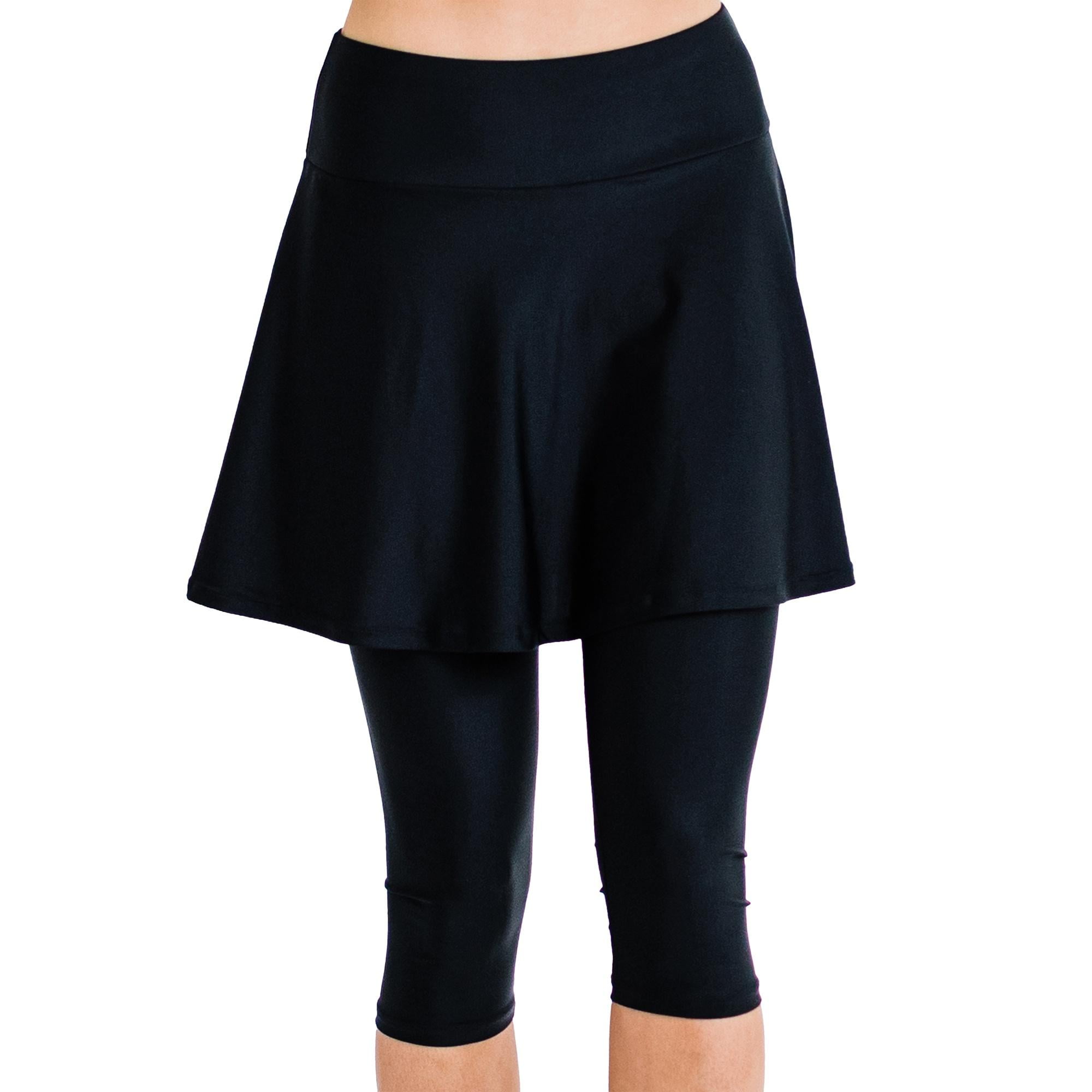 Calypsa Women's and Women's Plus High Waisted Flared Swim Skort with ...