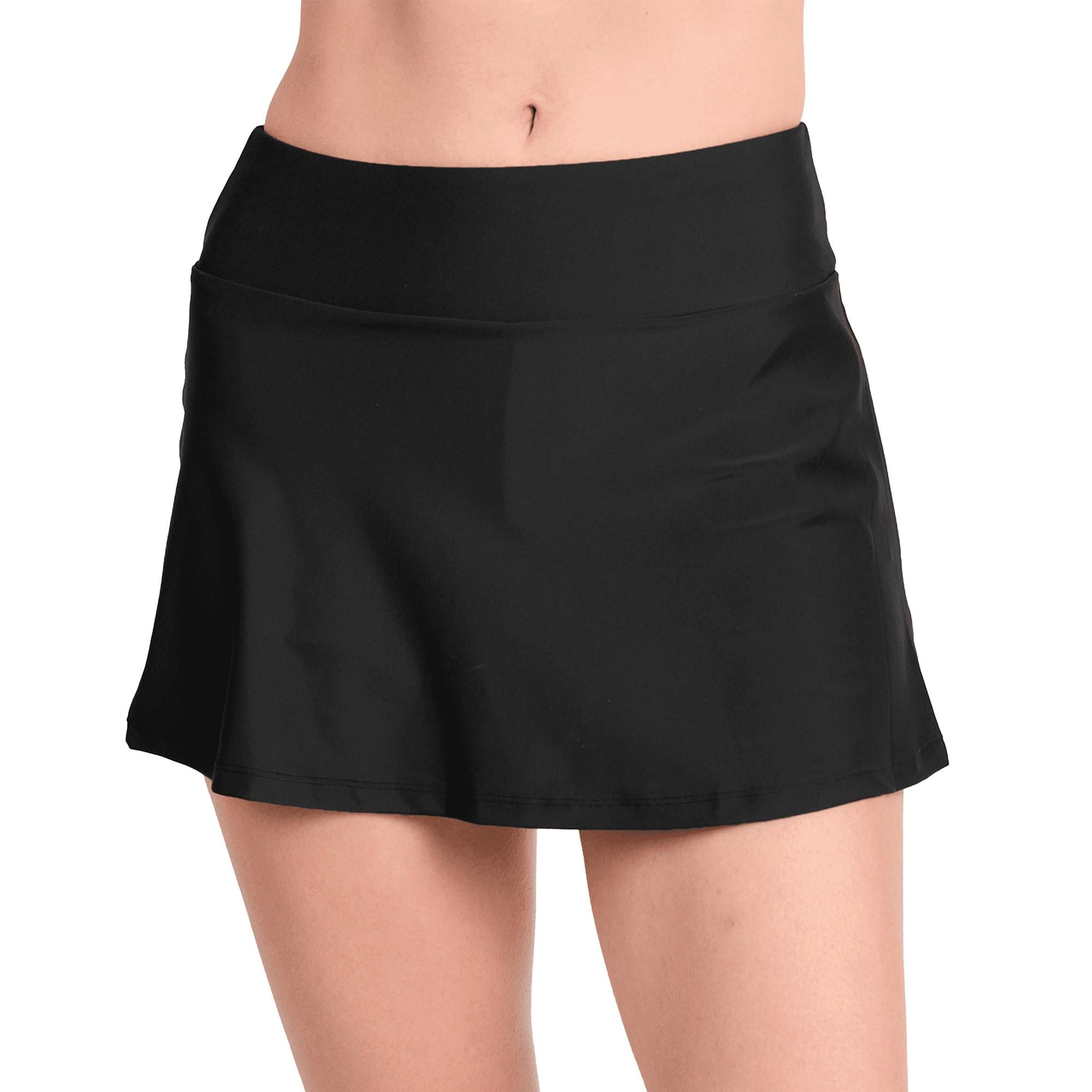 Calypsa Women's and Women's Plus High Waisted Short Swim Skort with ...