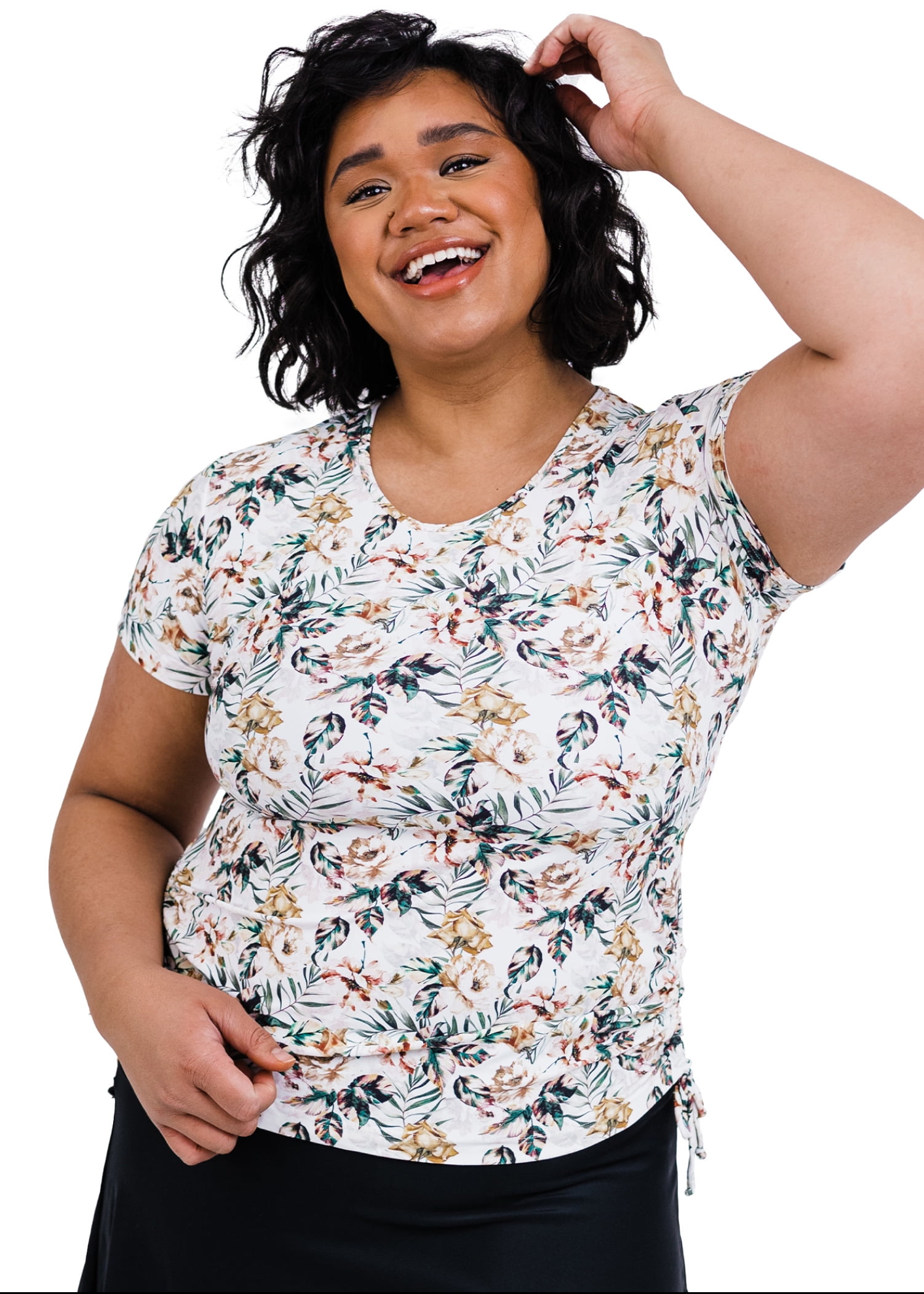 Calypsa Women's and Women's Plus Short Sleeve Adele Swim Top - Walmart.com