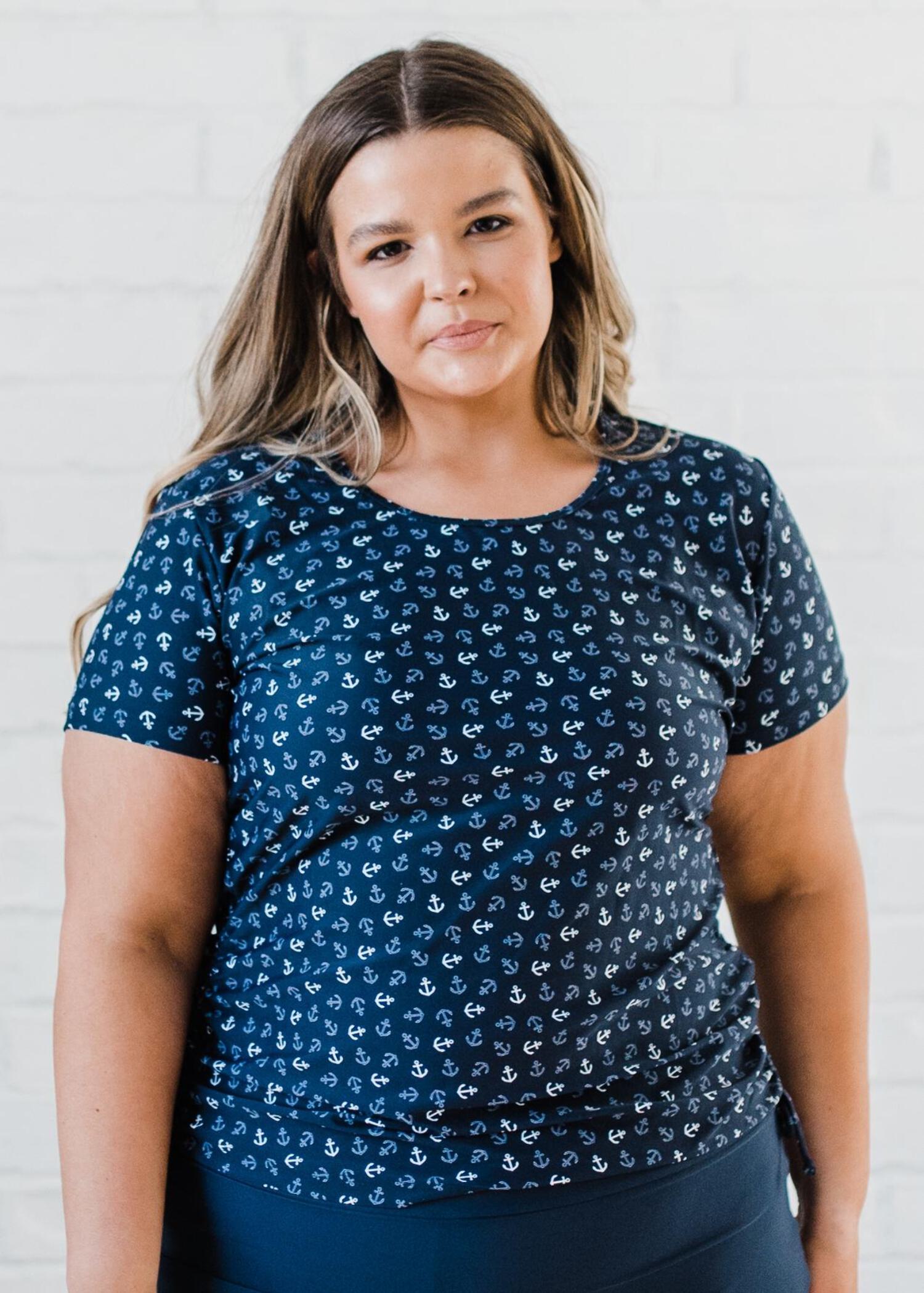 Calypsa Women's and Women's Plus Short Sleeve Adele Swim Top - Walmart.com