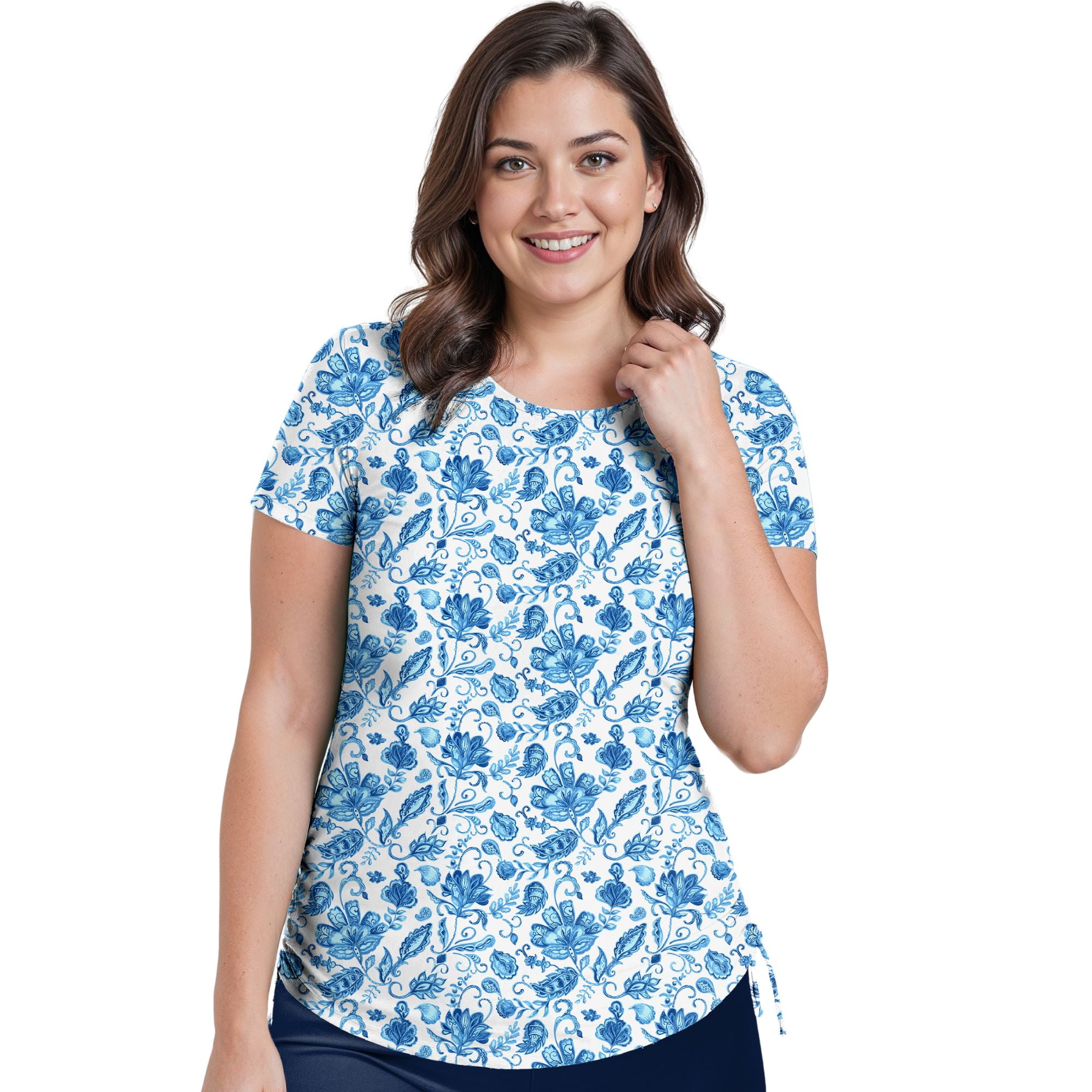 Calypsa Women's UPF 50+ Short Sleeve Adele Swim Top - Walmart.com