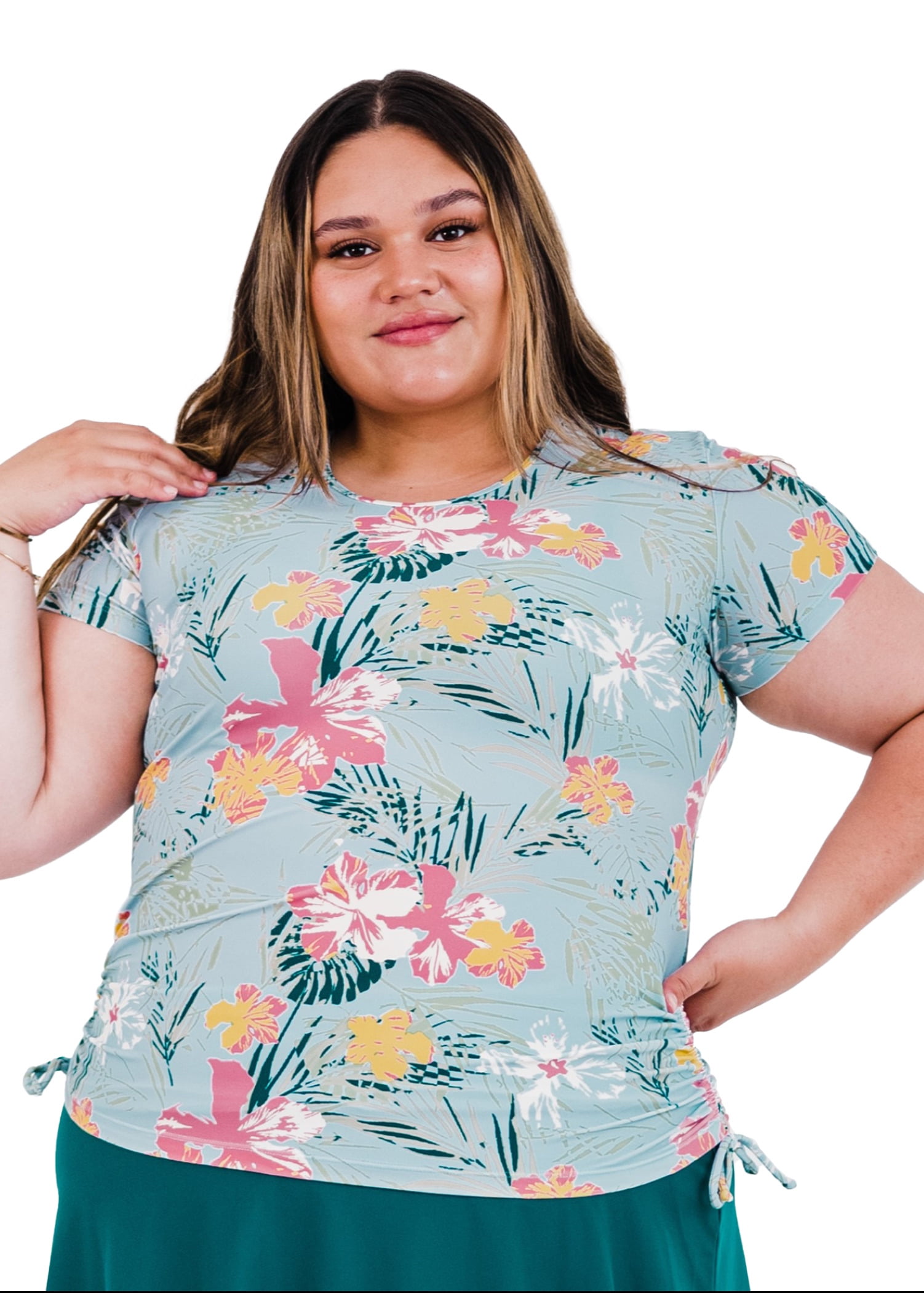 Calypsa Women's and Women's Plus Short Sleeve Adele Swim Top - Walmart.com