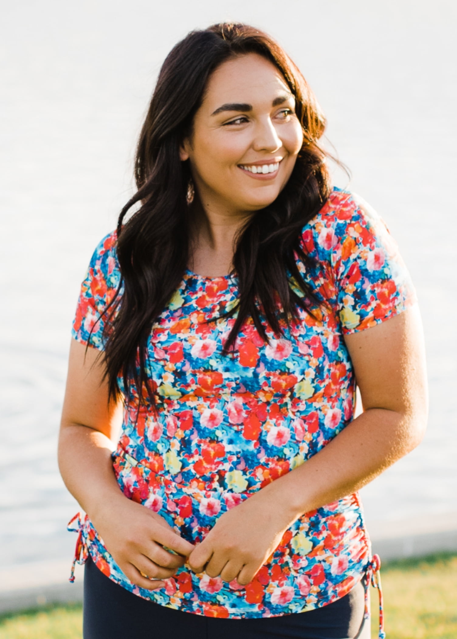 Calypsa Women's and Women's Plus Short Sleeve Adele Swim Top - Walmart.com