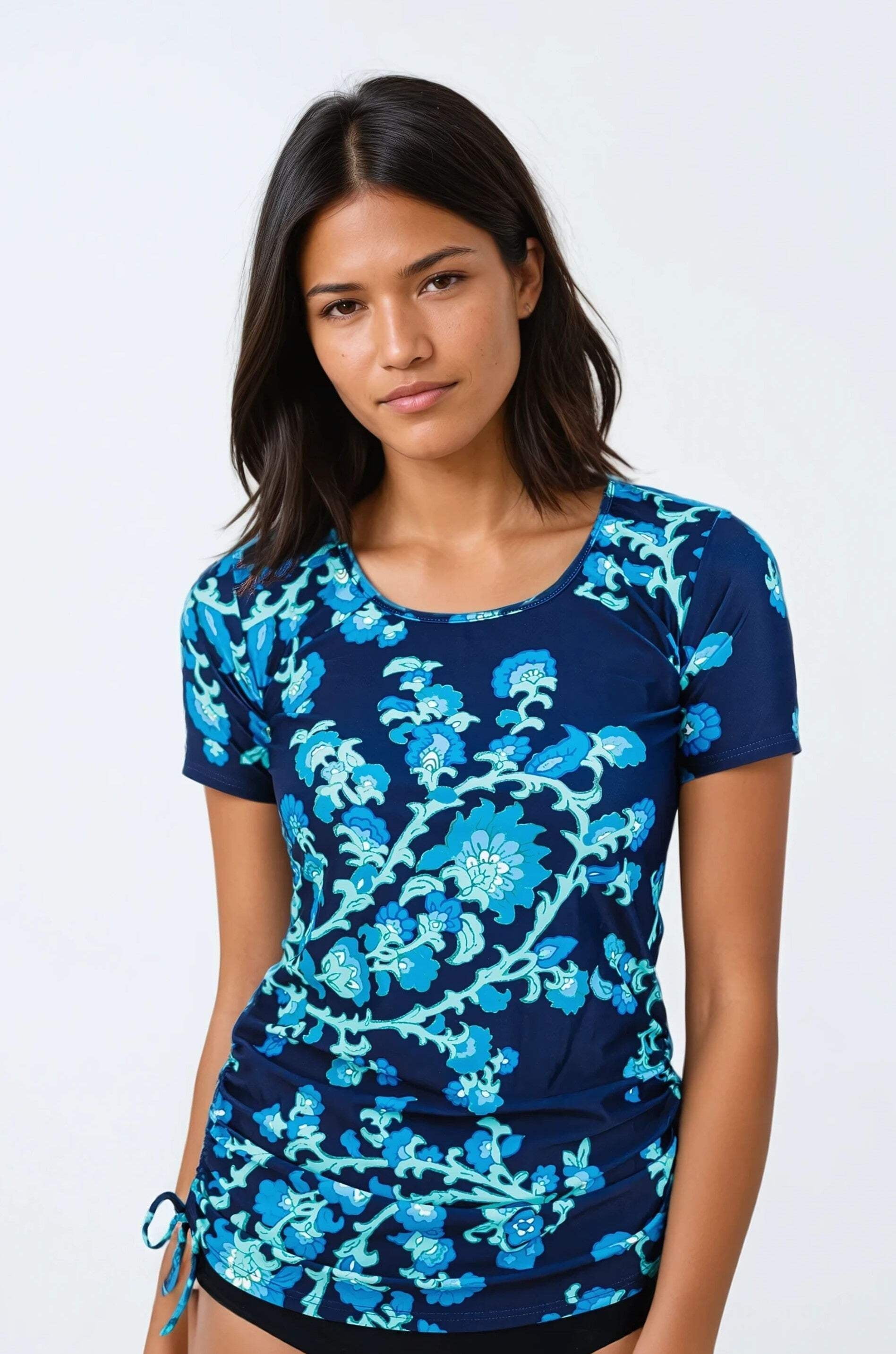 Calypsa Women's and Women's Plus Short Sleeve Adele Swim Top - Walmart.com