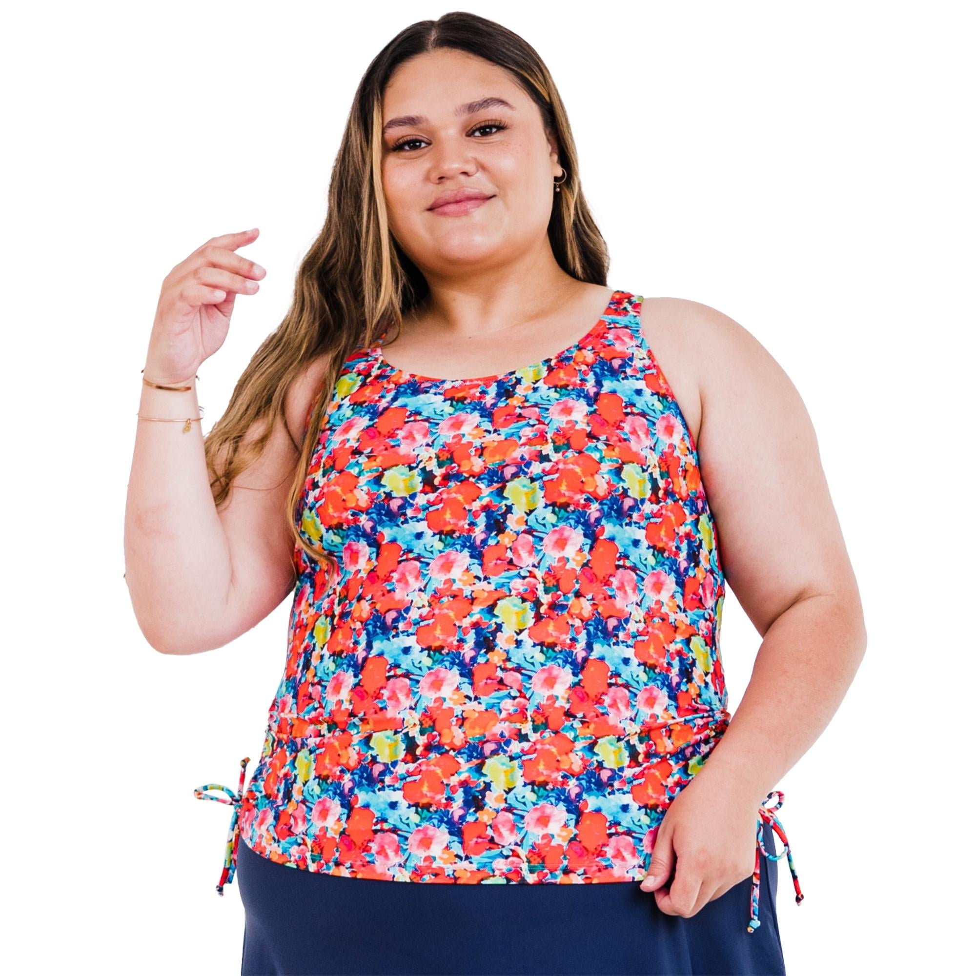 Calypsa Women's and Women's Plus Tankini Maya Swim Top with Removable ...