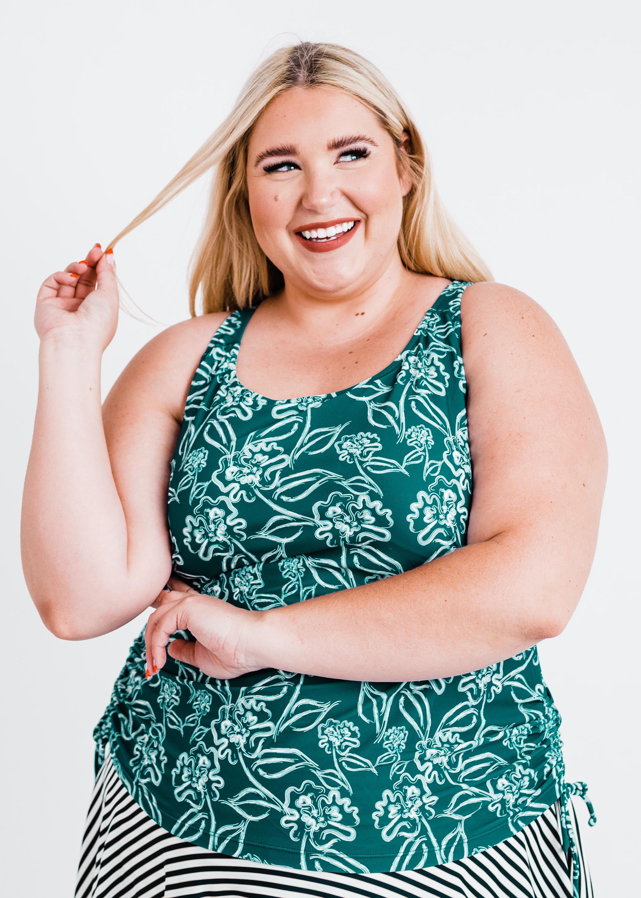 Calypsa Women's and Women's Plus Tankini Maya Swim Top with Removable ...