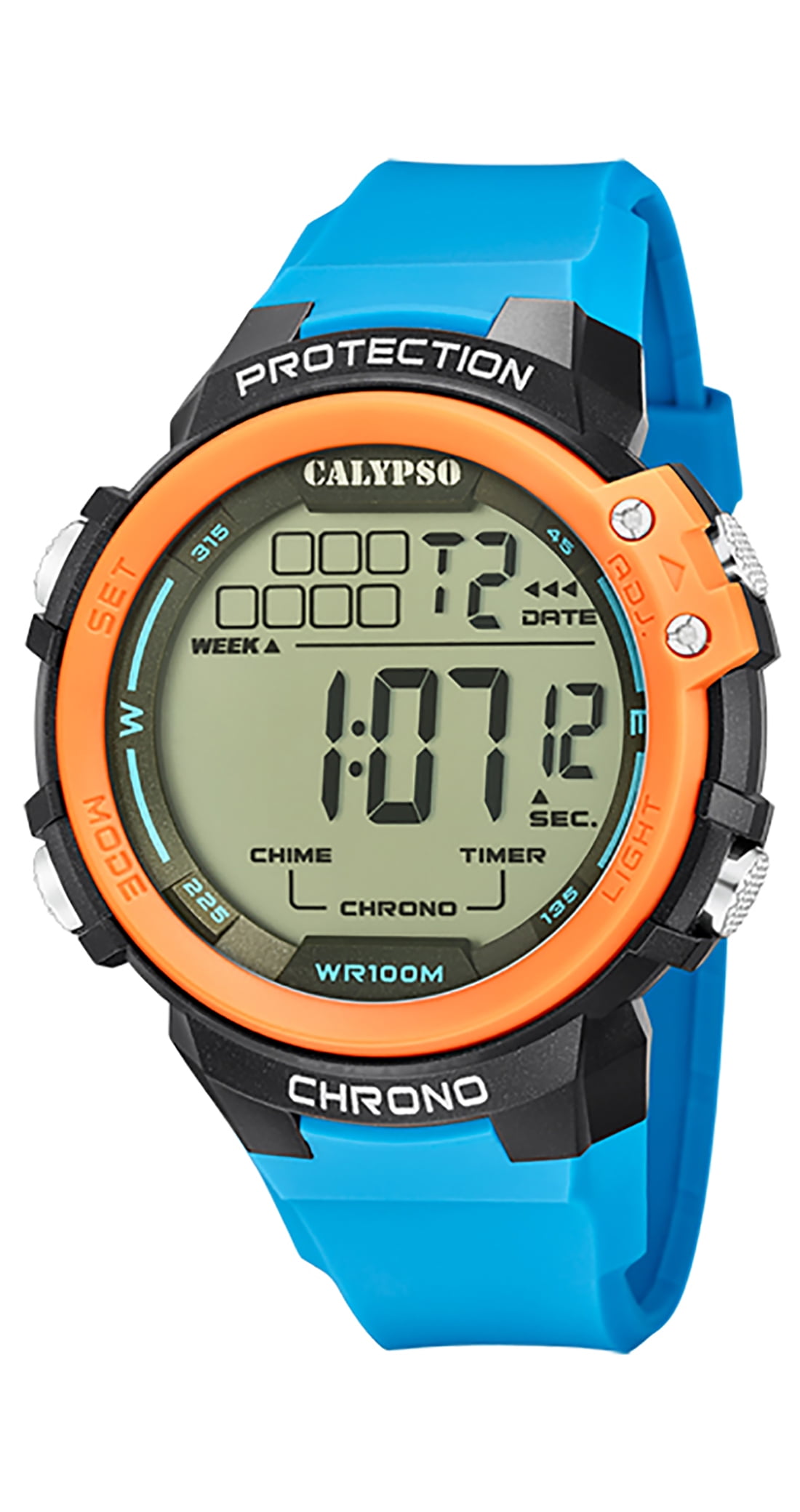 Calypso 56mm Mens Digital Sports Watch, Rubber Strap, Chronograph, Dual ...