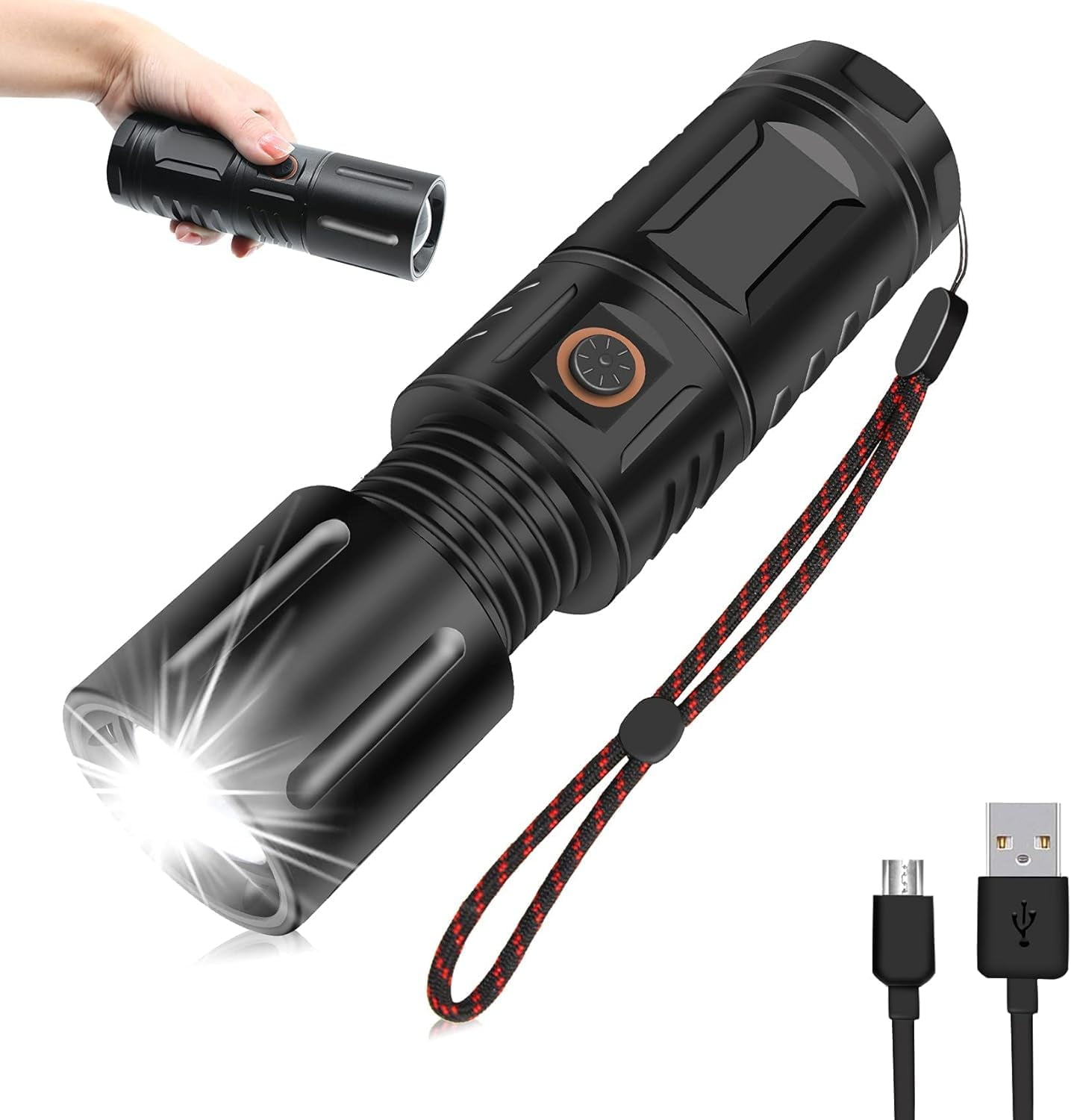 Calyrex Tactical Flashlight LED Rechargeable and Battery Torch Battery ...