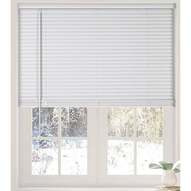 Calyx Interiors 1” Cordless Vinyl Mini Blinds, White, 26.5" W x 60" H ...