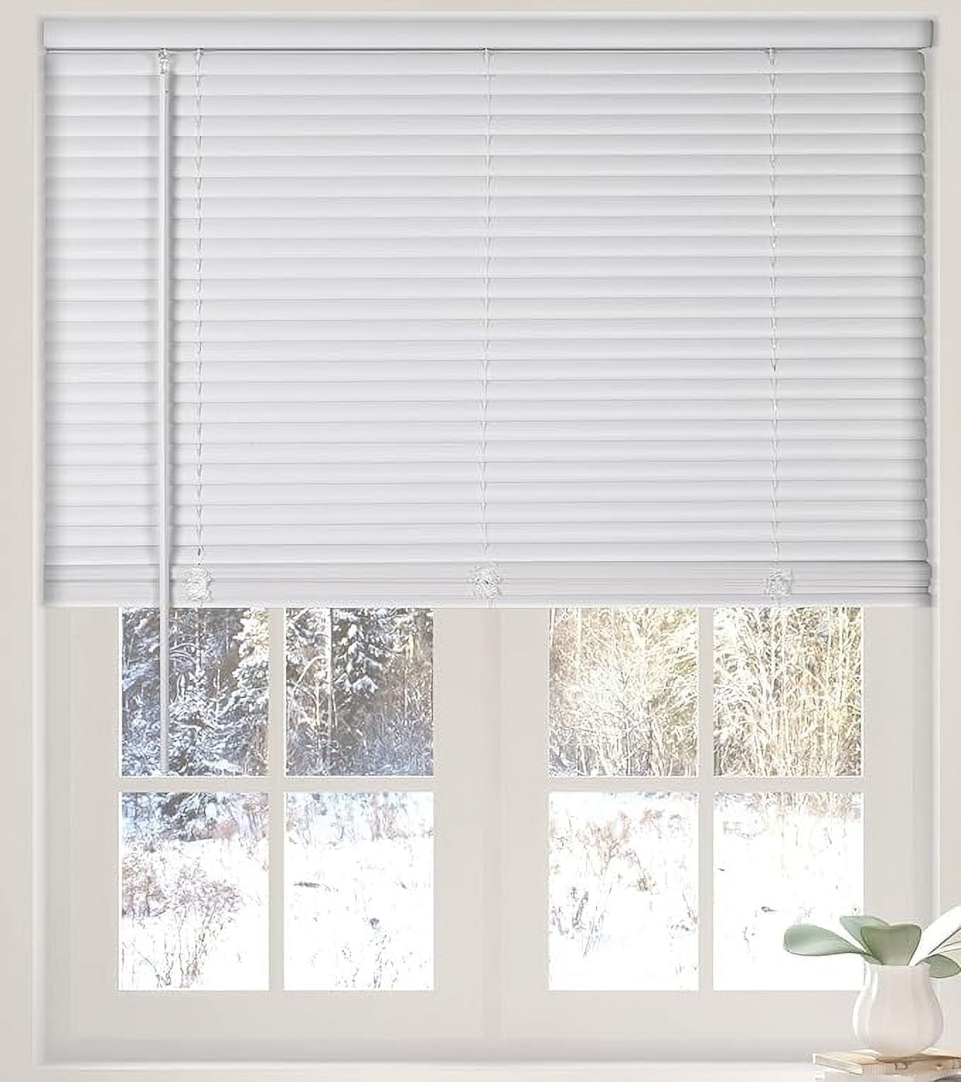 Calyx Interiors Cordless White 1” Light Filtering Mini Blinds 33.5"W x ...