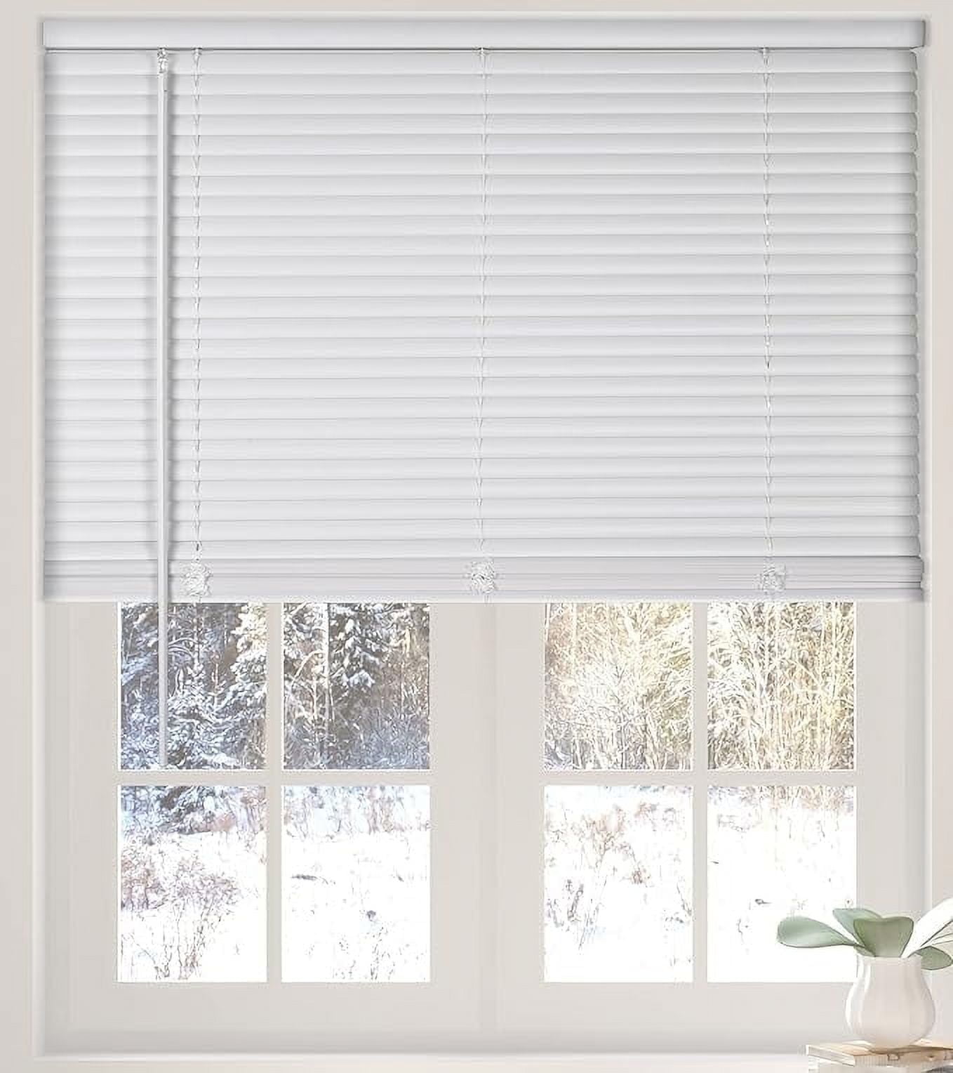 Calyx Interiors 1” Cordless Vinyl Mini Blinds, White, 38.5" W x 60" H ...