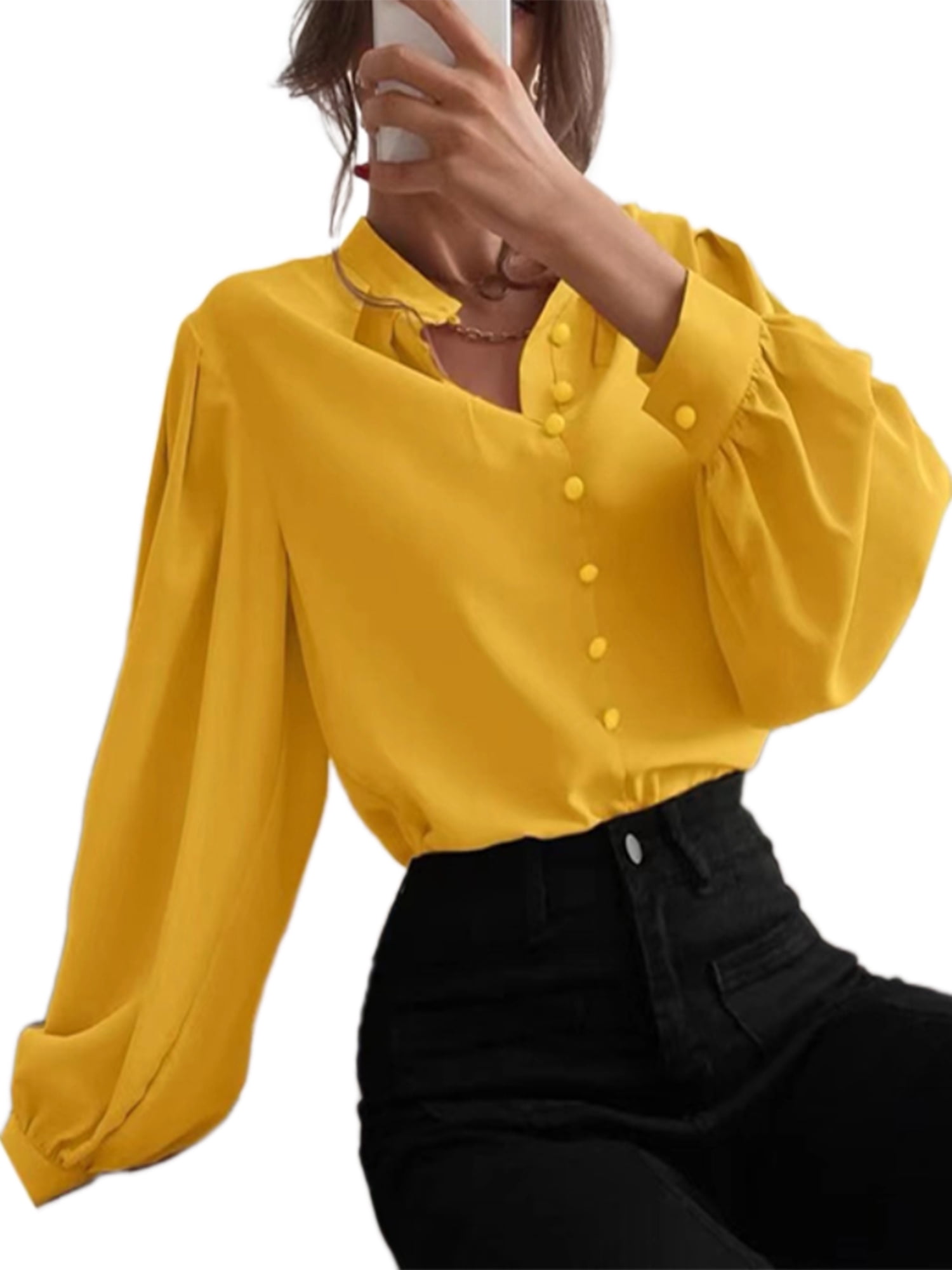 Calzi Women Formal Dressy Shirts Buttons Up Elegant Evening Party ...