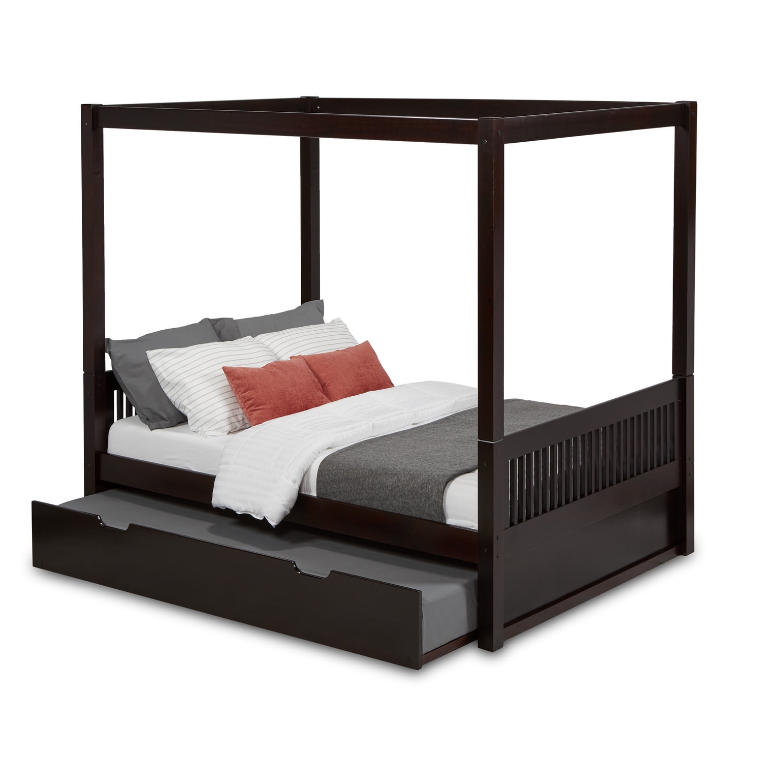 Camaflexi Full Size Canopy Bed with Twin Trundle - Mission Headboard ...
