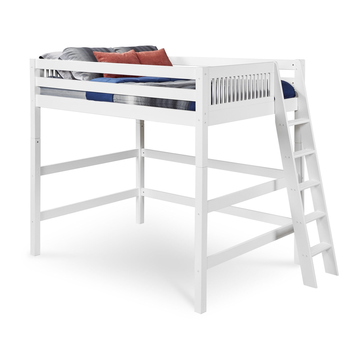Camaflexi Full Size High Loft Bed - Mission Headboard - Lateral Ladder ...