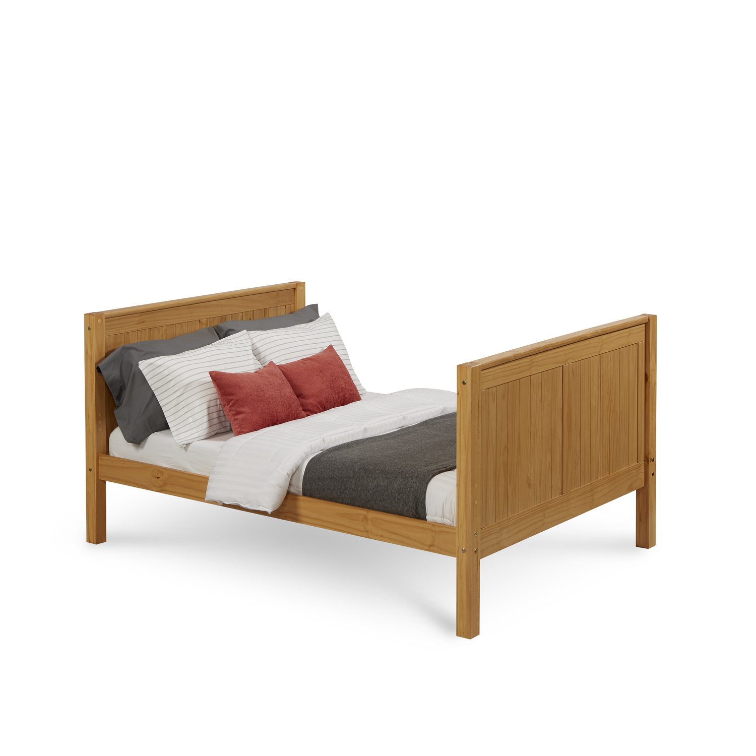 Camaflexi Full Size Tall Platform Bed - Panel Headboard - Natural ...