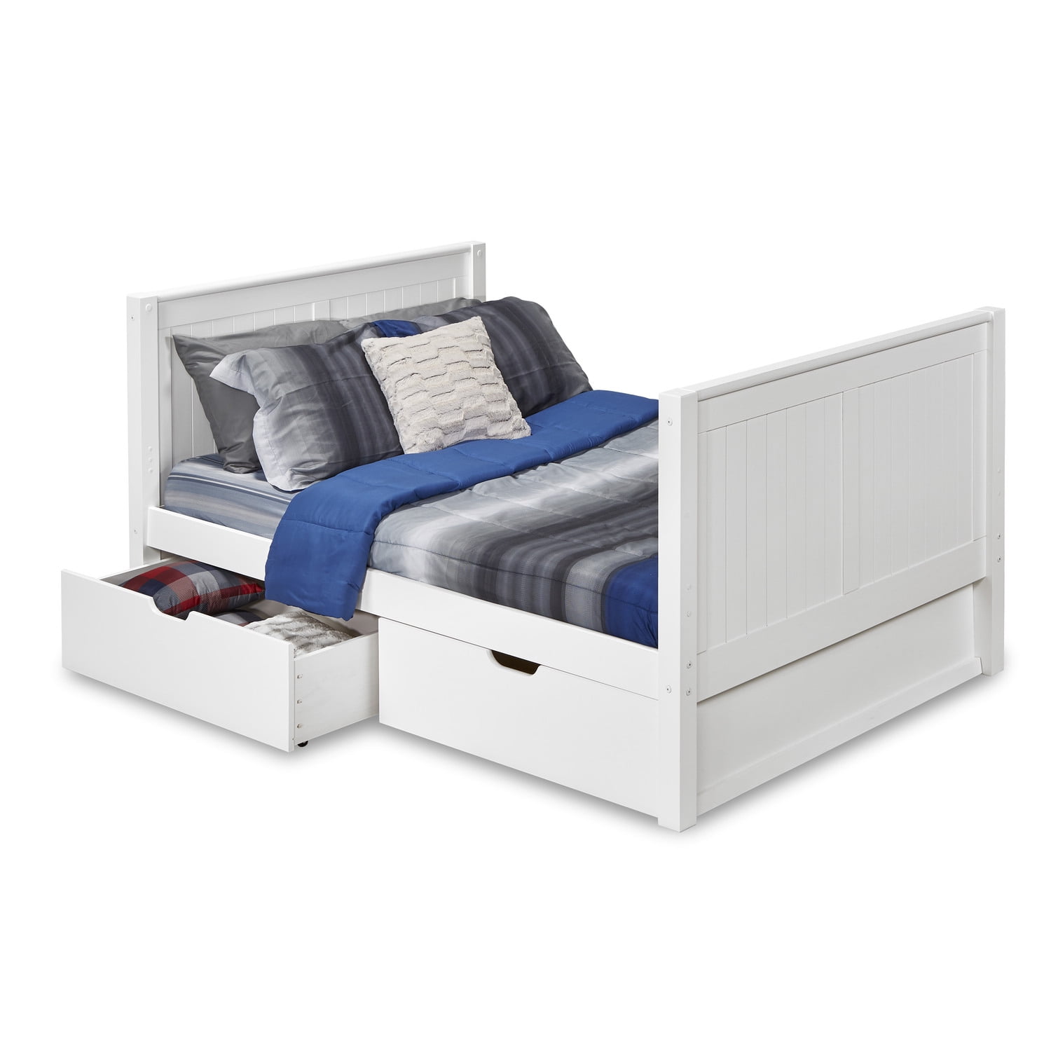 Camaflexi Full Size Tall Platform Bed with Drawers - Panel Headboard ...