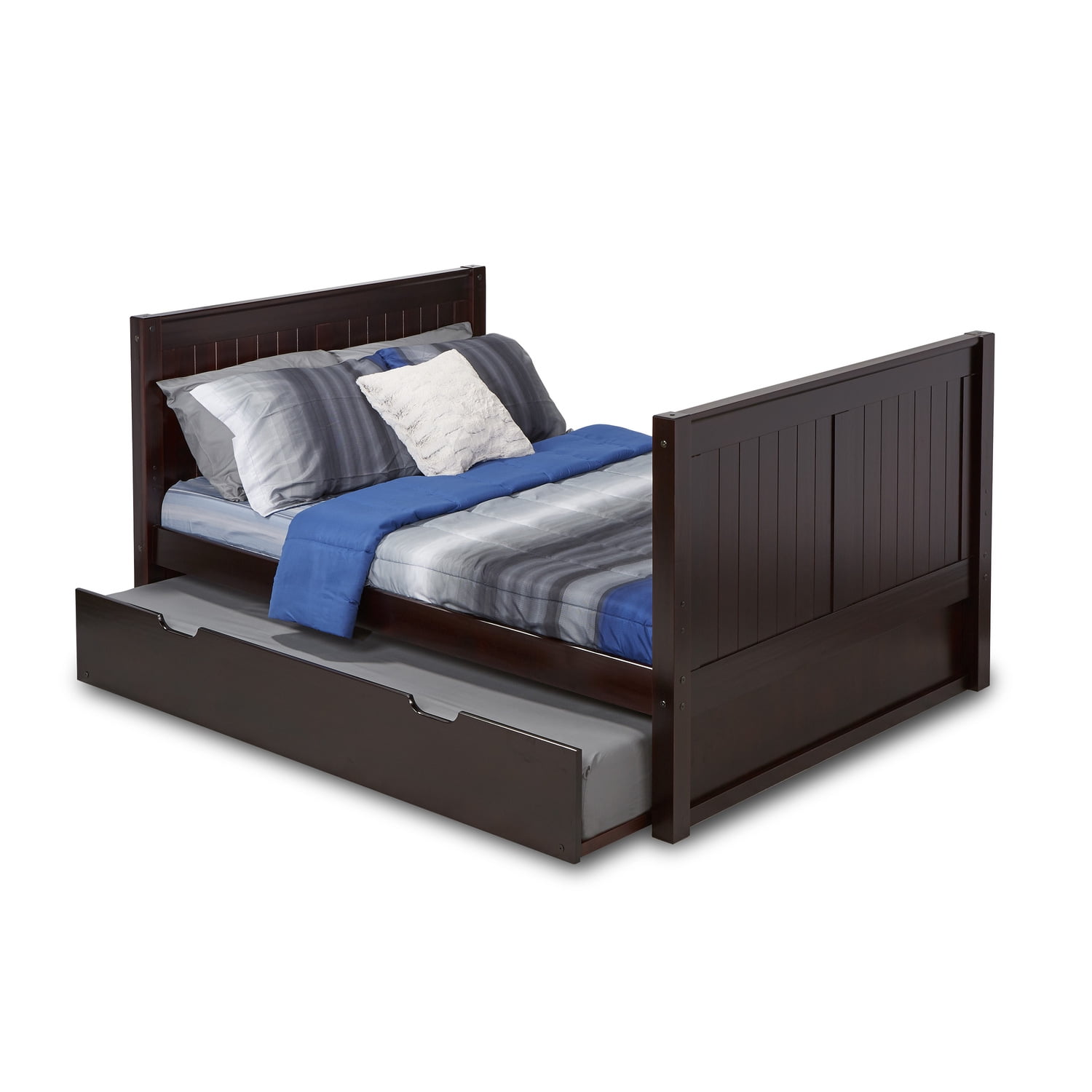 Camaflexi Full Size Tall Platform Bed with Twin Trundle - Panel ...