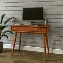 Linon Howry 3-Drawer Rattan Writing Desk, 51" W x 23" D, Natural Finish ...