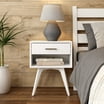Pioneer Woman Harper Spindle Nightstand with USB Charging Ports, White ...