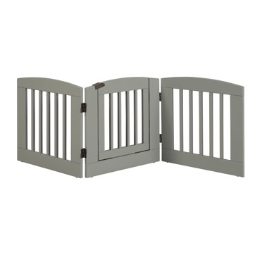 32 Inch 3 Panel Walk-Through Free Standing EZ Gate - Mahogany - Walmart.com