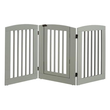Pefilos 81" 3 Panel Freestanding Pet Gate Wooden Folding Fence for ...