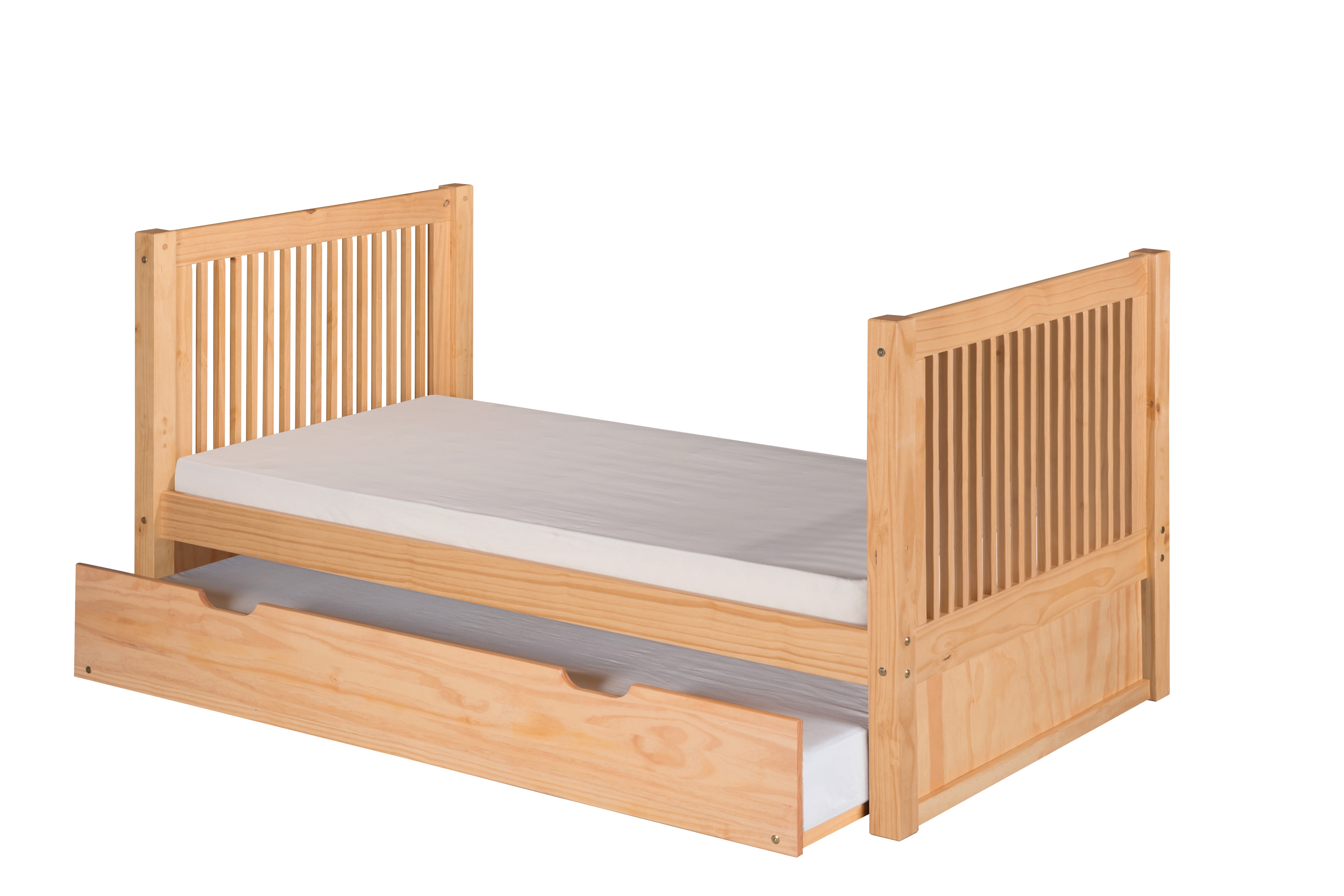 Camaflexi Twin Size Tall Platform Bed with Twin Trundle - Mission ...