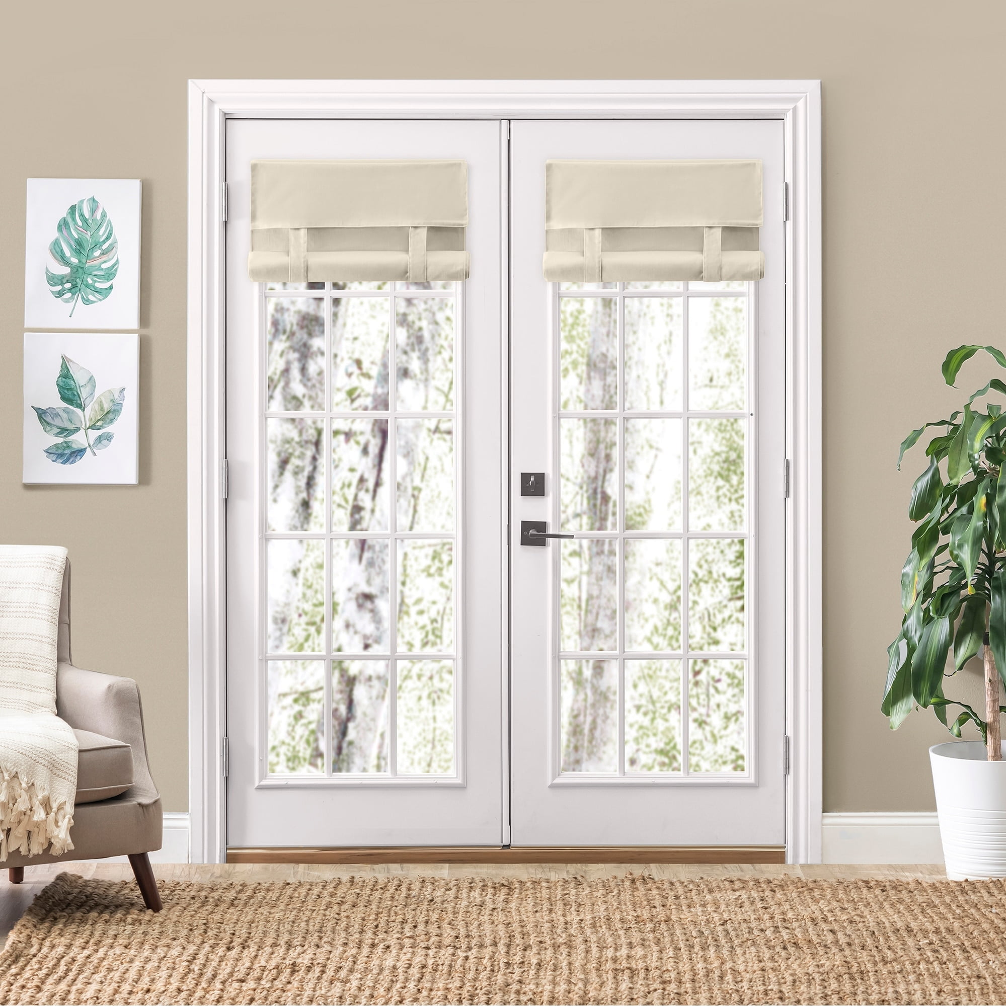 Camalay Cordless French Door Privacy Window Shade - 25"X70", Wheat ...