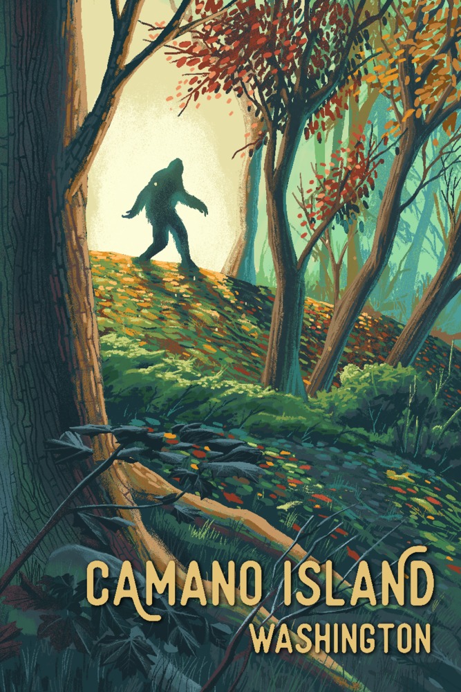Camano Island, Washington, Wanderer, Bigfoot in Forest (16x24 Giclee ...