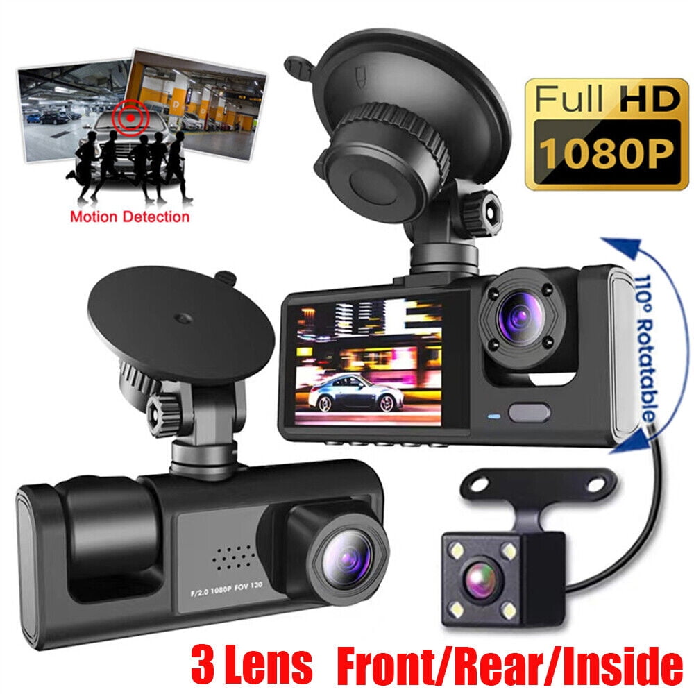 Camara De Seguridad Para Carro Auto 3 lenses Delantero/Trasero/Interior Dash Cam - Walmart.com