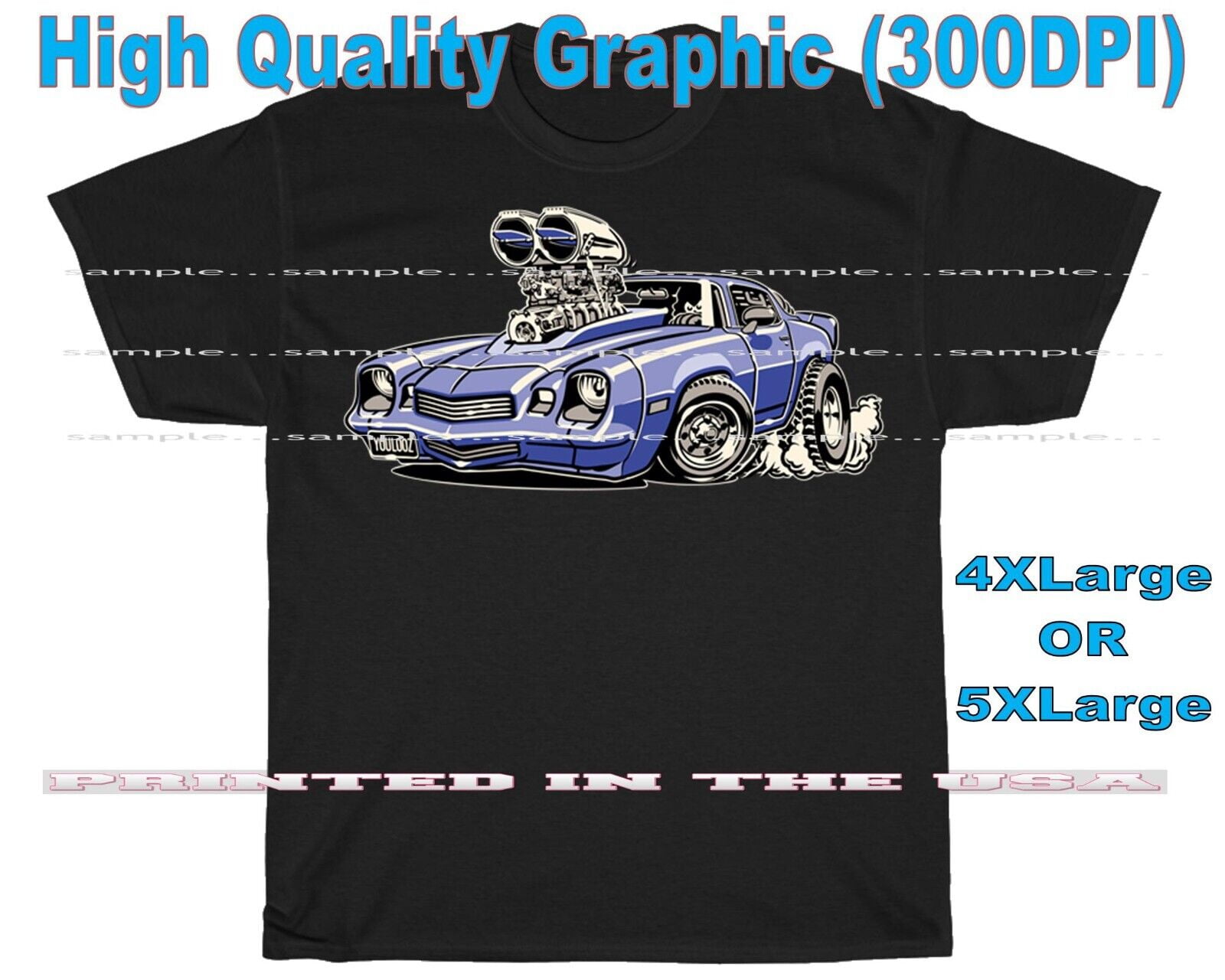 Camaro Blown Engine Hot Rod Muscle Retro Race Cartoon Car T shirt 4X ...