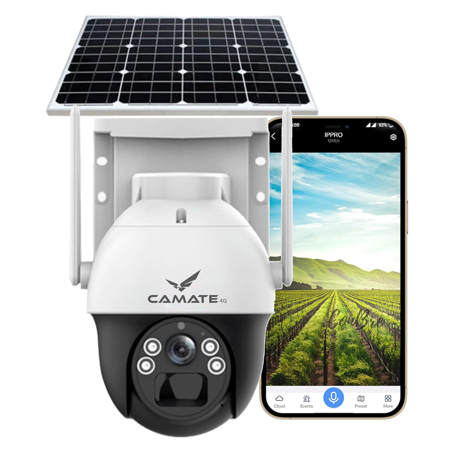 Camate Stellar Solar 4G SIM 4Mp Pan Tilt Zoom CCTV Camera Outdoor ...