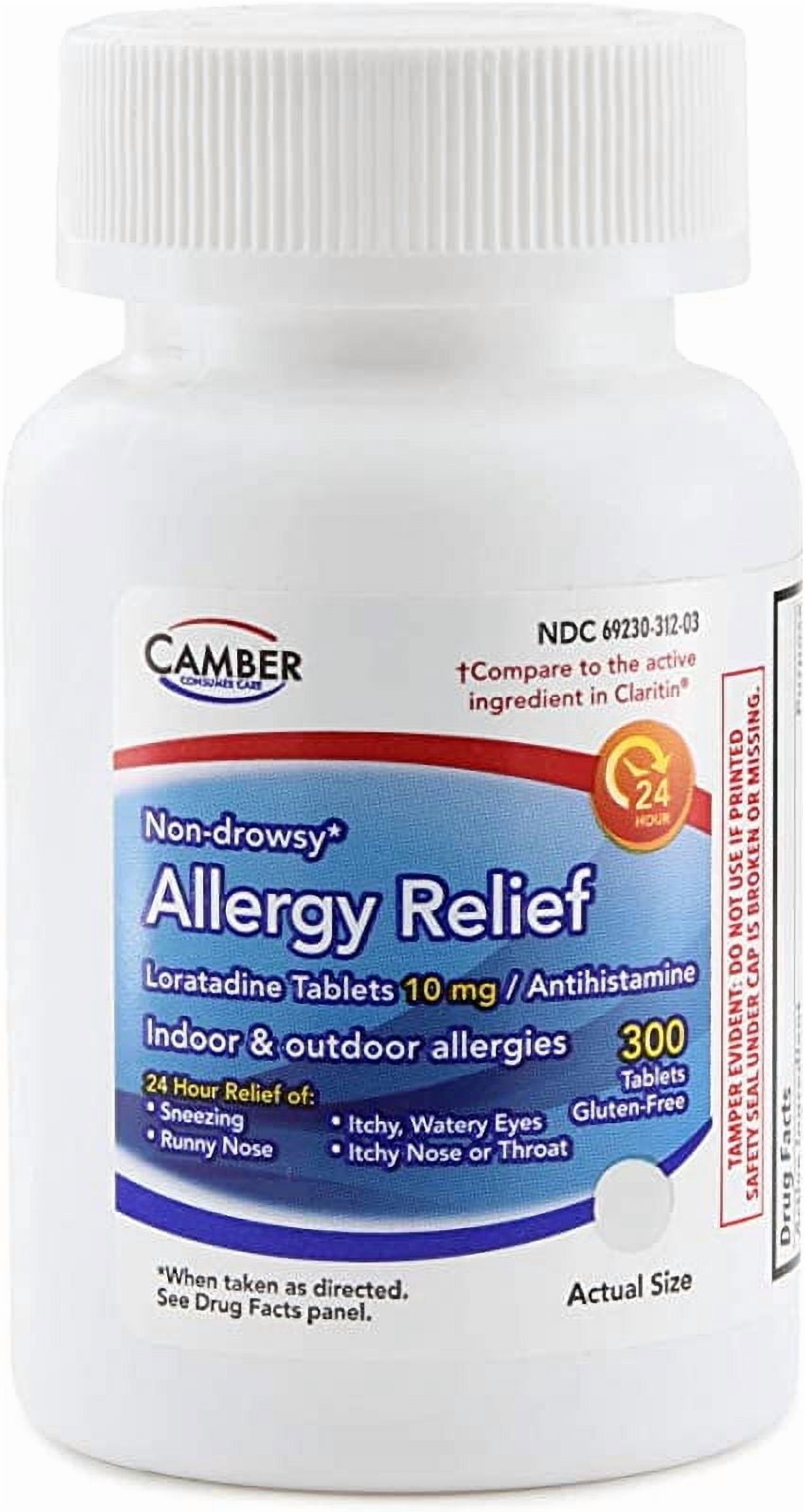 Camber Loratadine 10mg Allergy Pills, Antihistamine 24 Hour, Non Drowsy ...