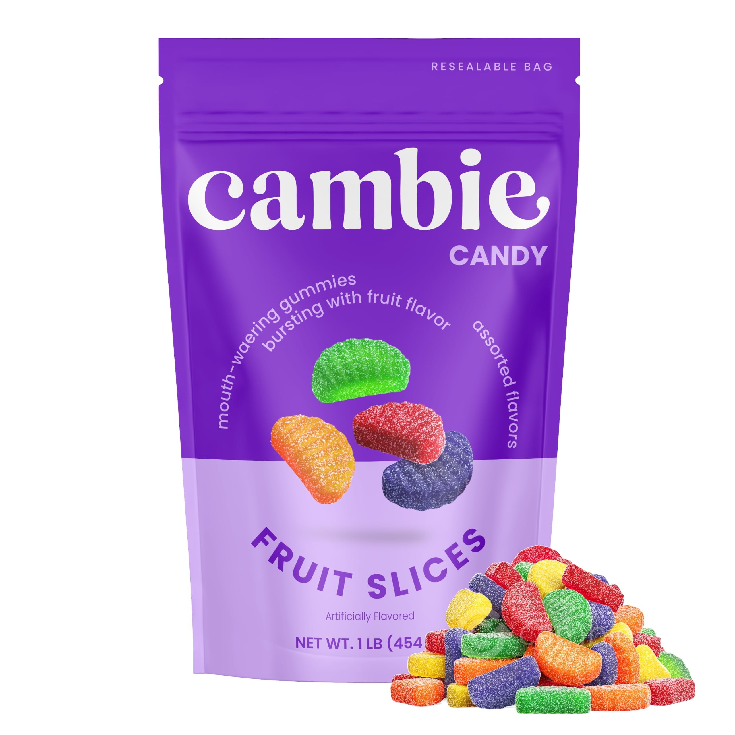 Cambie Fruit Slices Gummy MFF30 Candy, 1 lb of Assorted Jelly Fruit ...