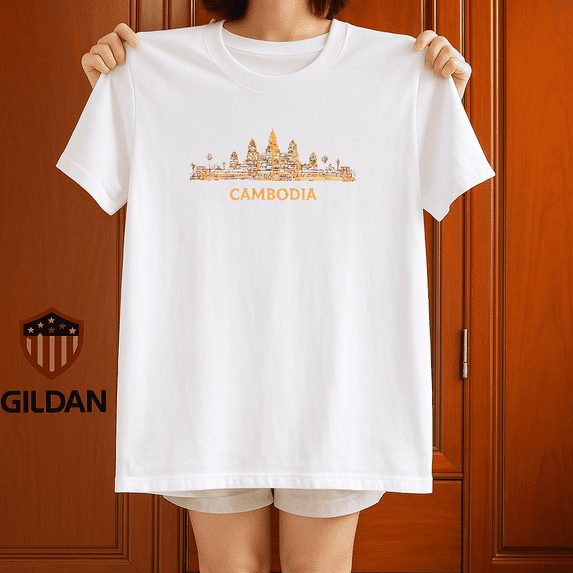Cambodia Angkor Wat Landmark Travel Souvenir Art Style Graphic Tee ...