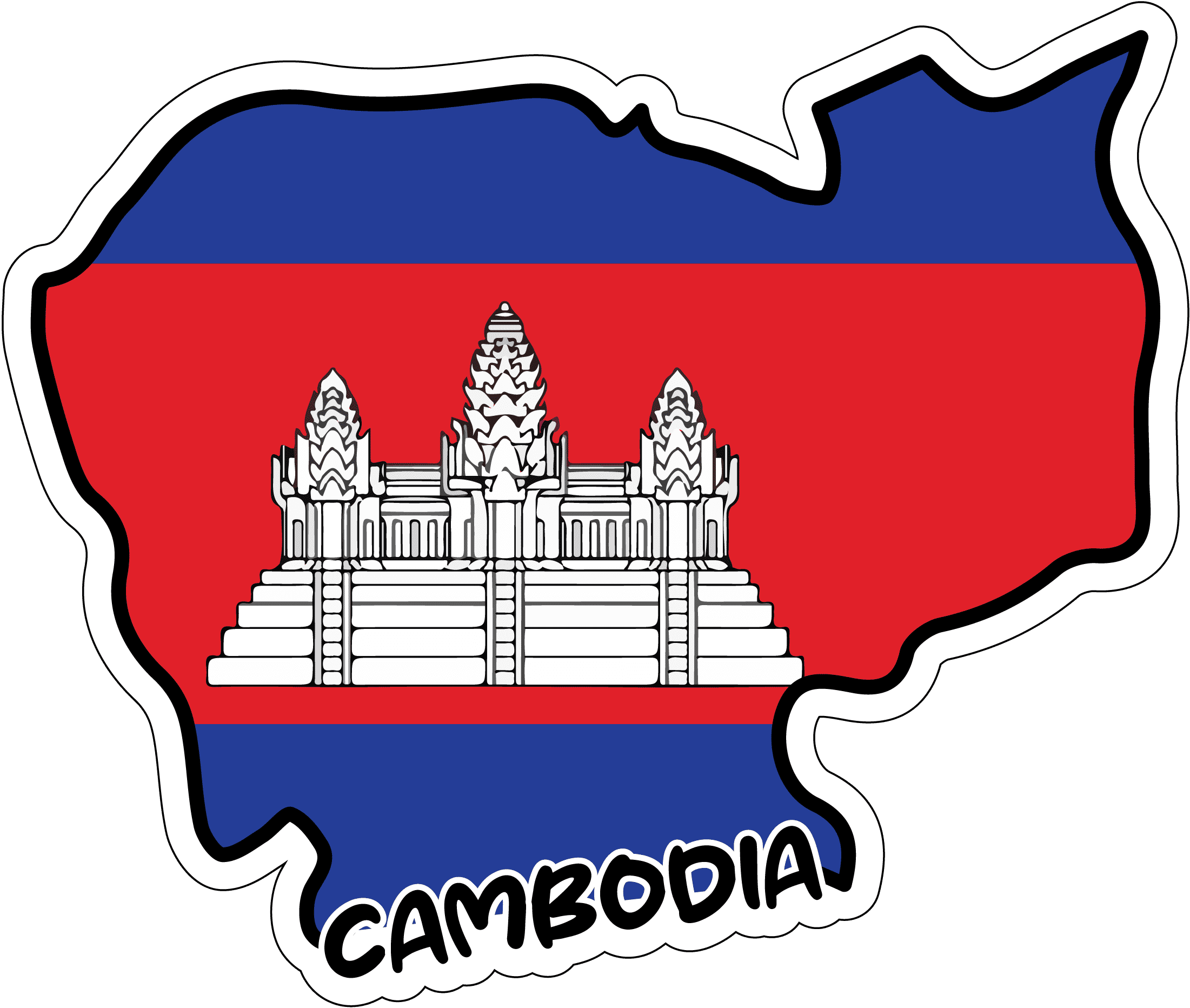 Cambodia Map Flag Sticker Decal / Phnom Penh / Kampuchea / Kingdom of ...