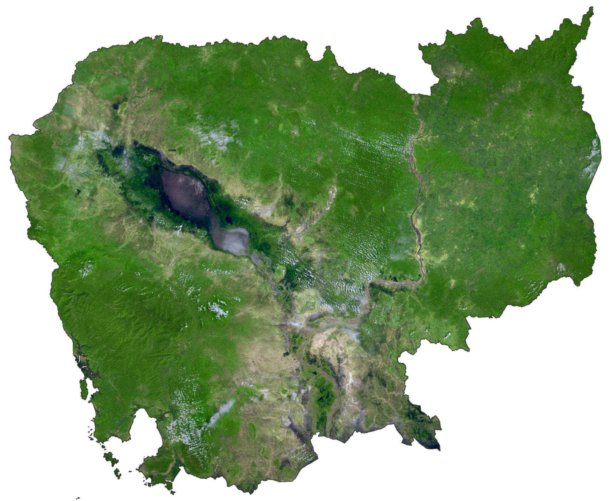 Cambodia Satellite Map GLOSSY POSTER PICTURE PHOTO PRINT BANNER ...