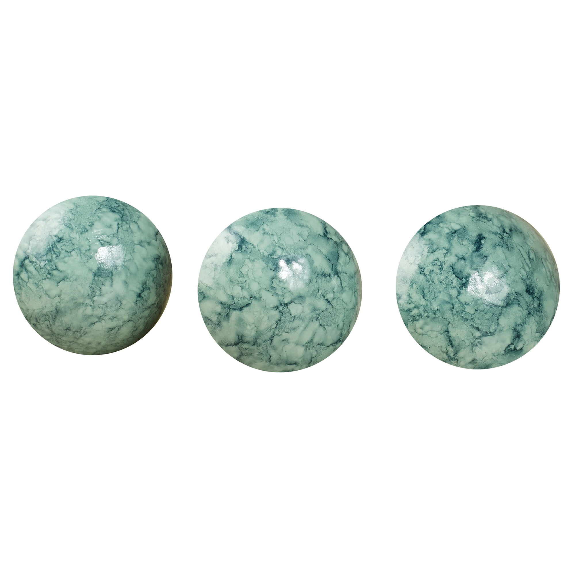 Cambria Aqua Marbled Decorative Orbs, 4 inches, Set of 3, Elegant ...