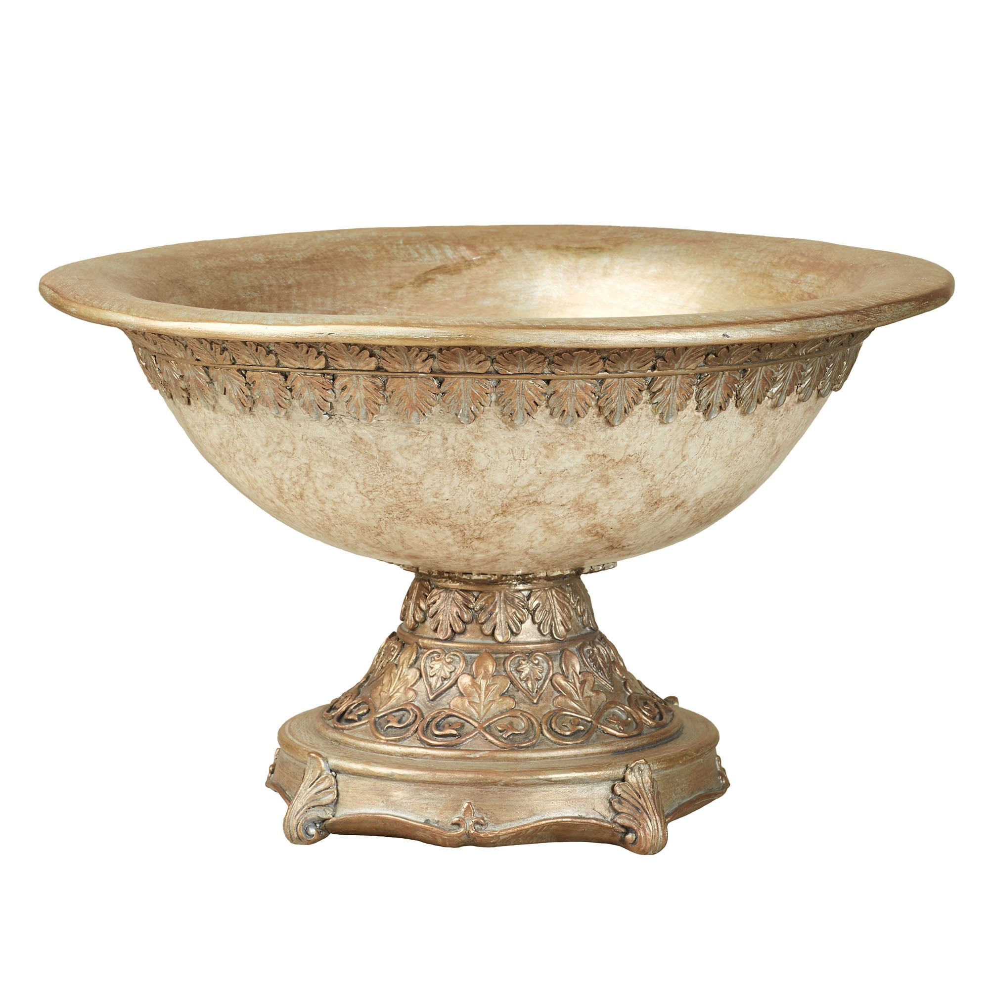 Cambria Ivory Beige Marbled Traditional Centerpiece Pedestal Bowl Table ...