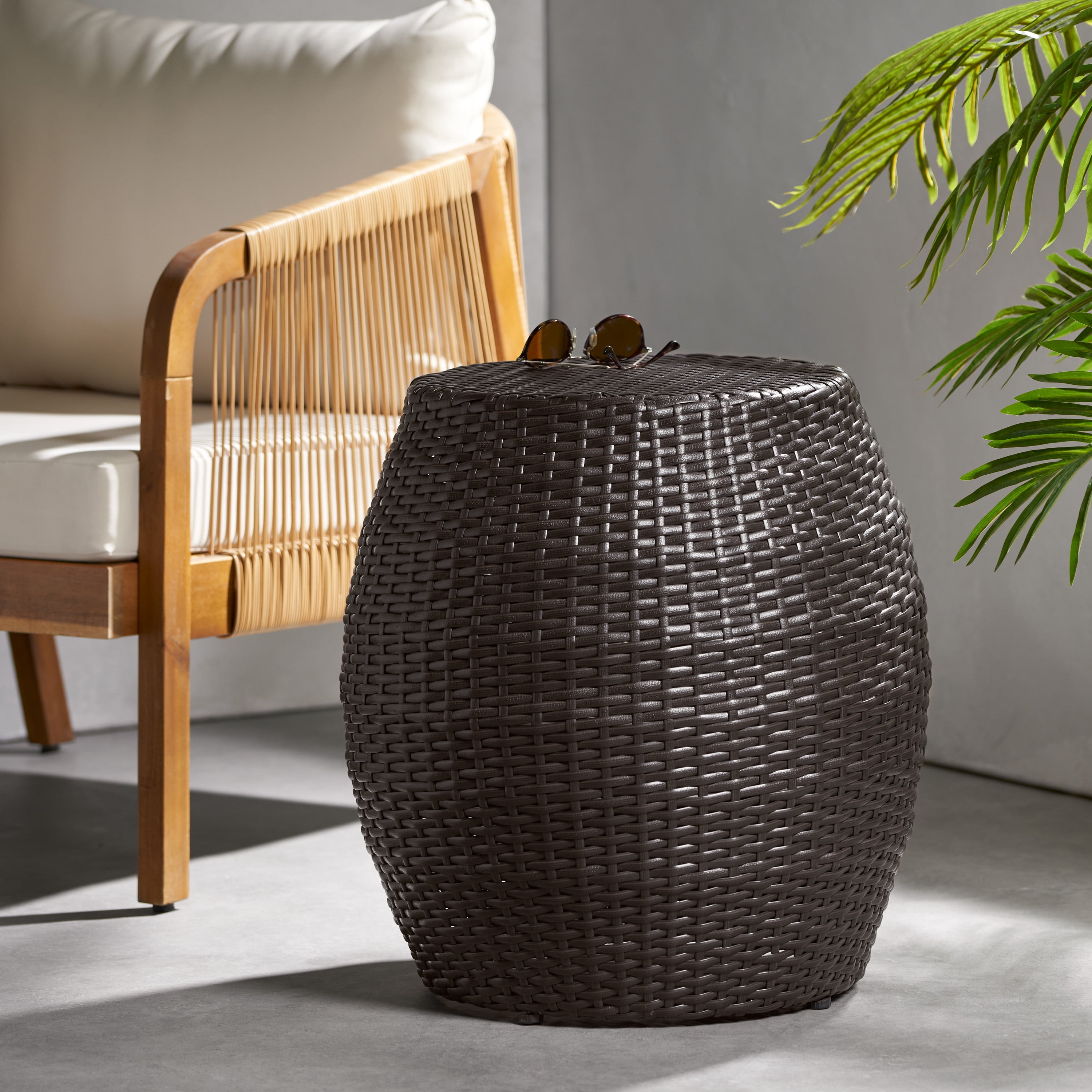 Cambria Outdoor Wicker 14 Inch Side Table, Multibrown - Walmart.com