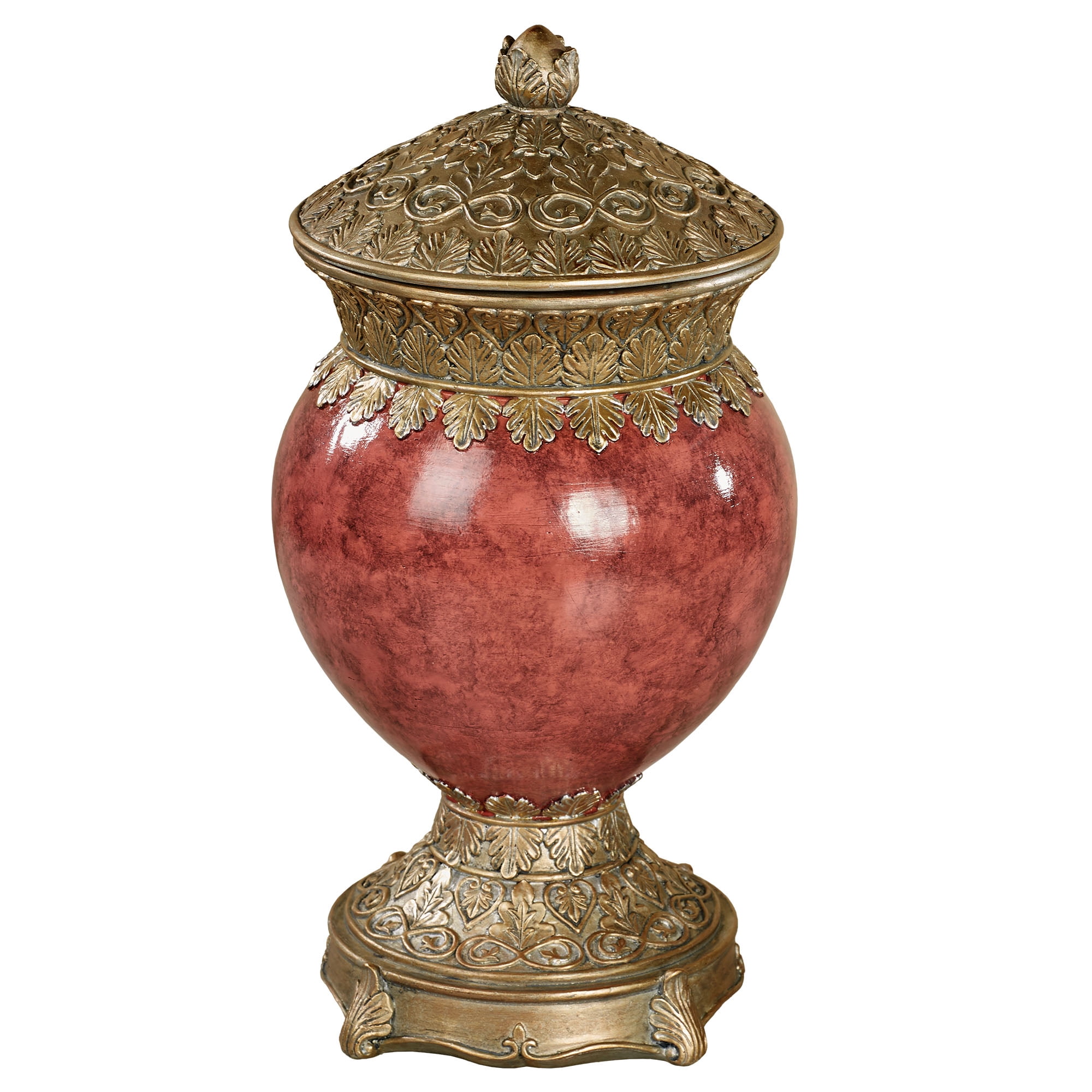 Cambria Tall Covered Jar Cinnabar - Made of Resin - Painted by Hand ...