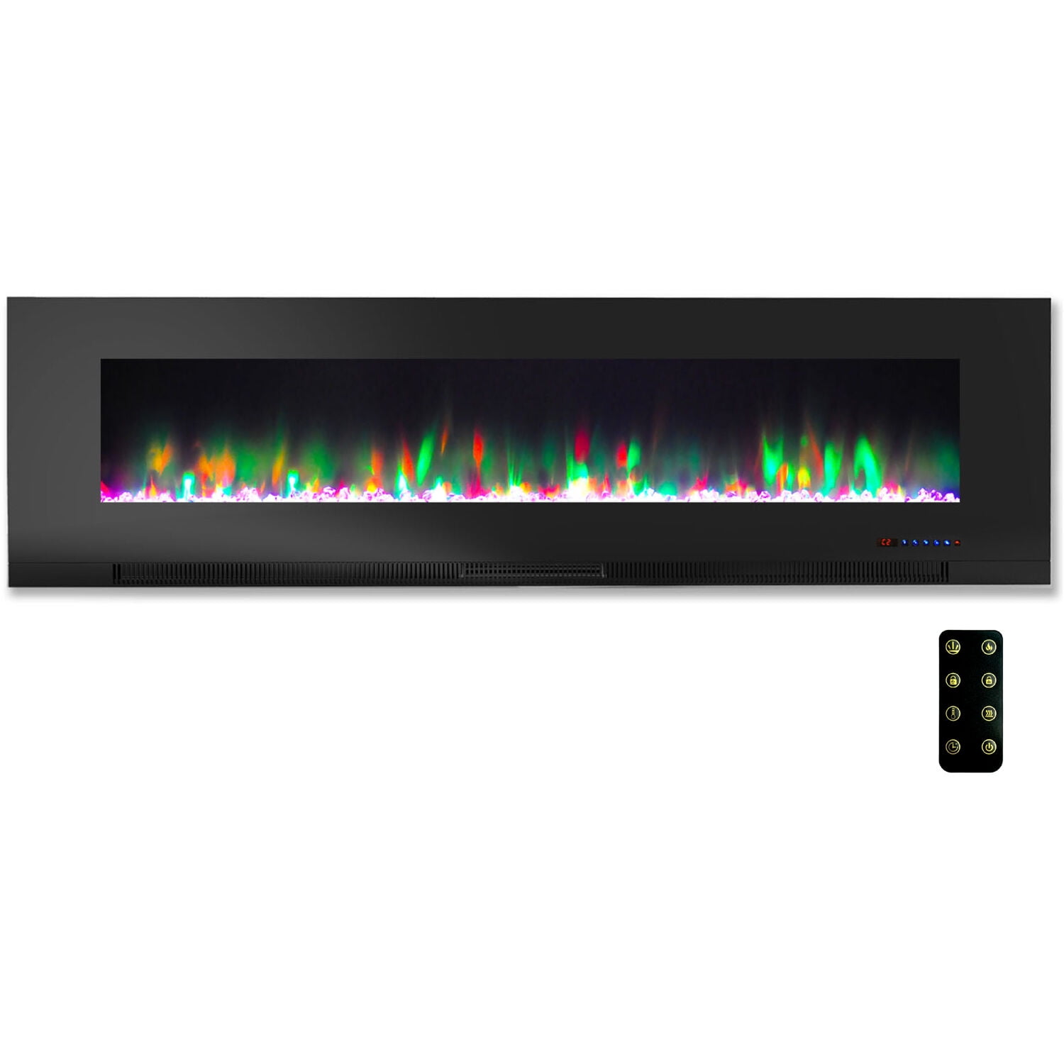 Cambridge 60 In. Electric Wall Mounted Fireplace Heater in Black ...