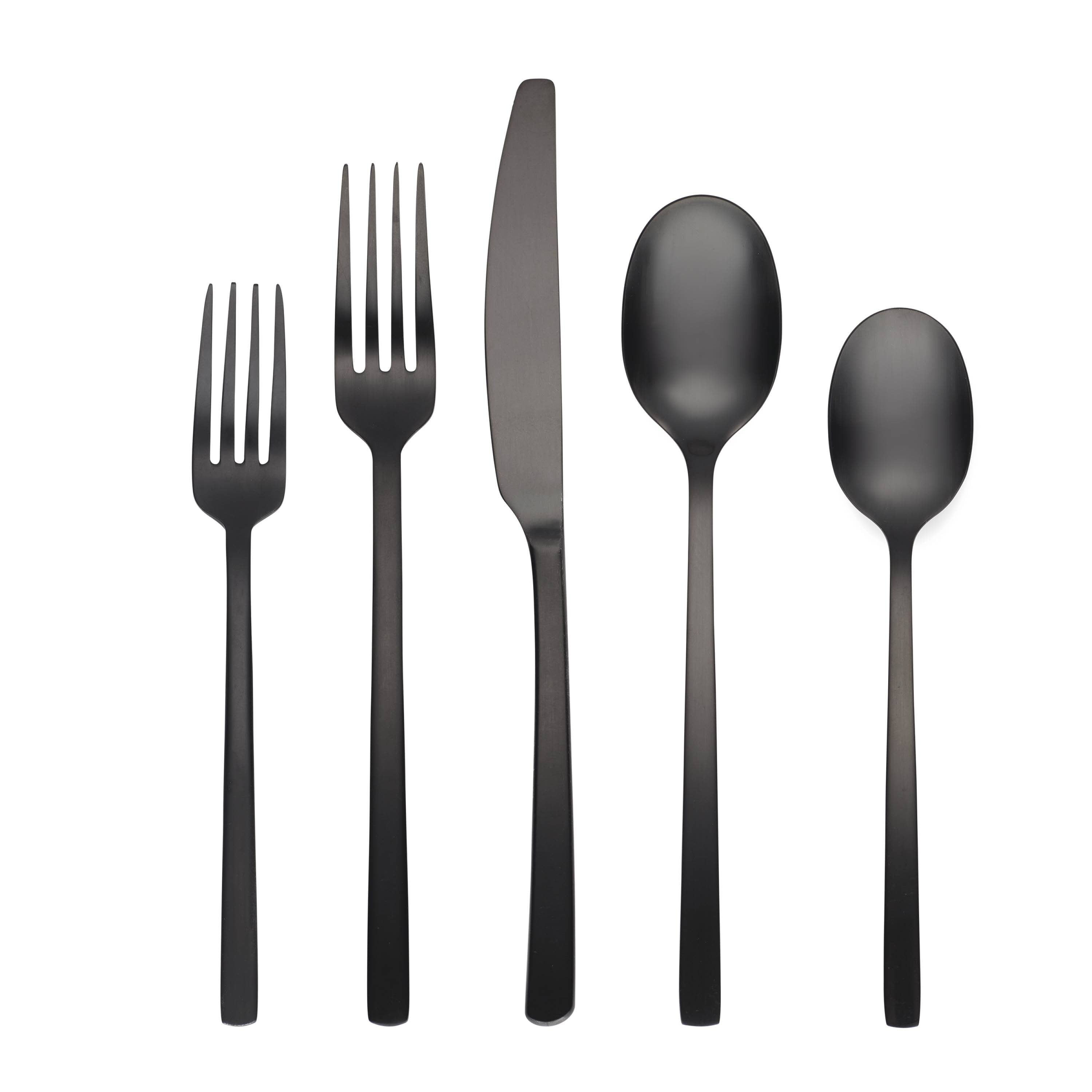 Beacon Black Satin 45-Piece Flatware Set - Walmart.com